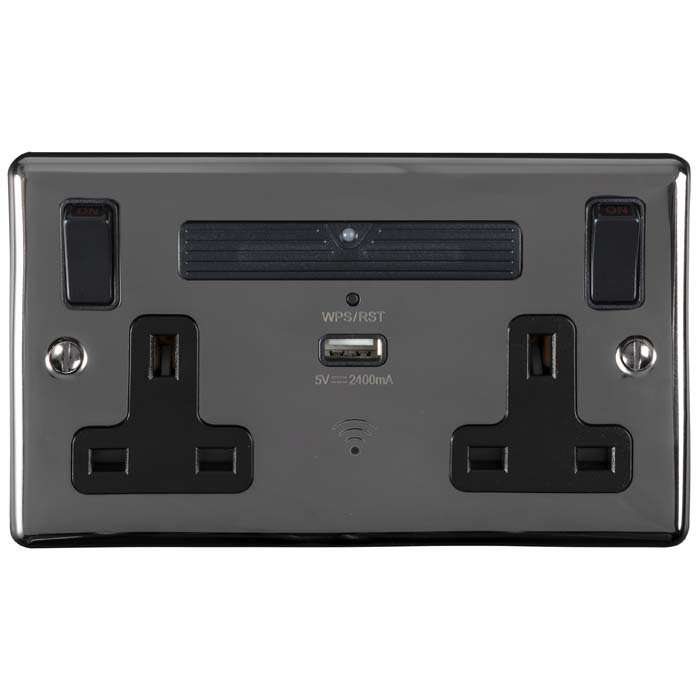 Eurolite 2 Gang SP Switched Wi-Fi Extender Charger Black Trim Wall ...