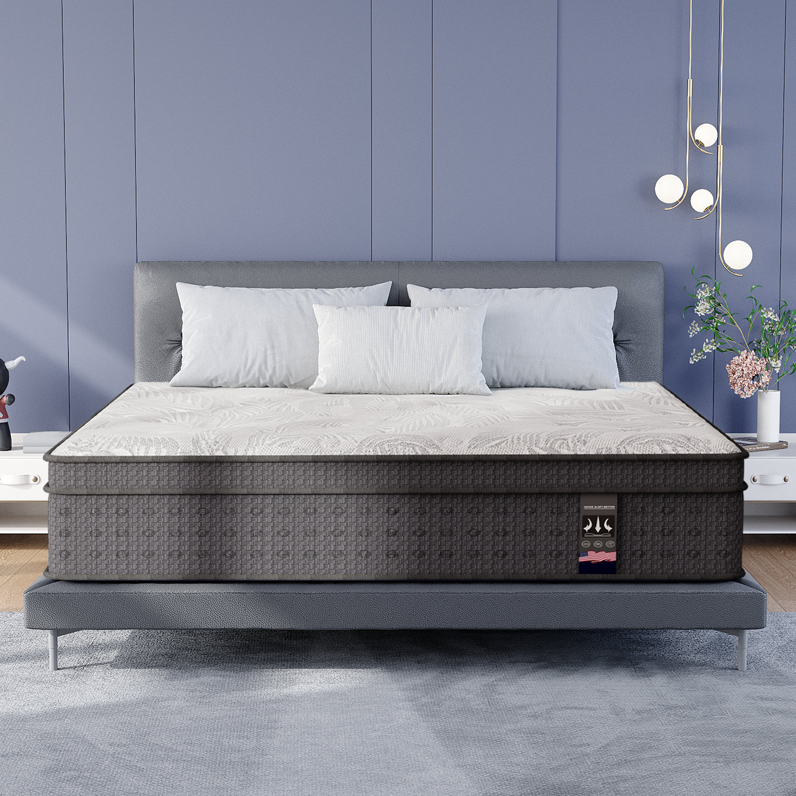 Ebern Designs 14" Firm Mattress In A Box,Hybrid Memory Foam Mattress ...