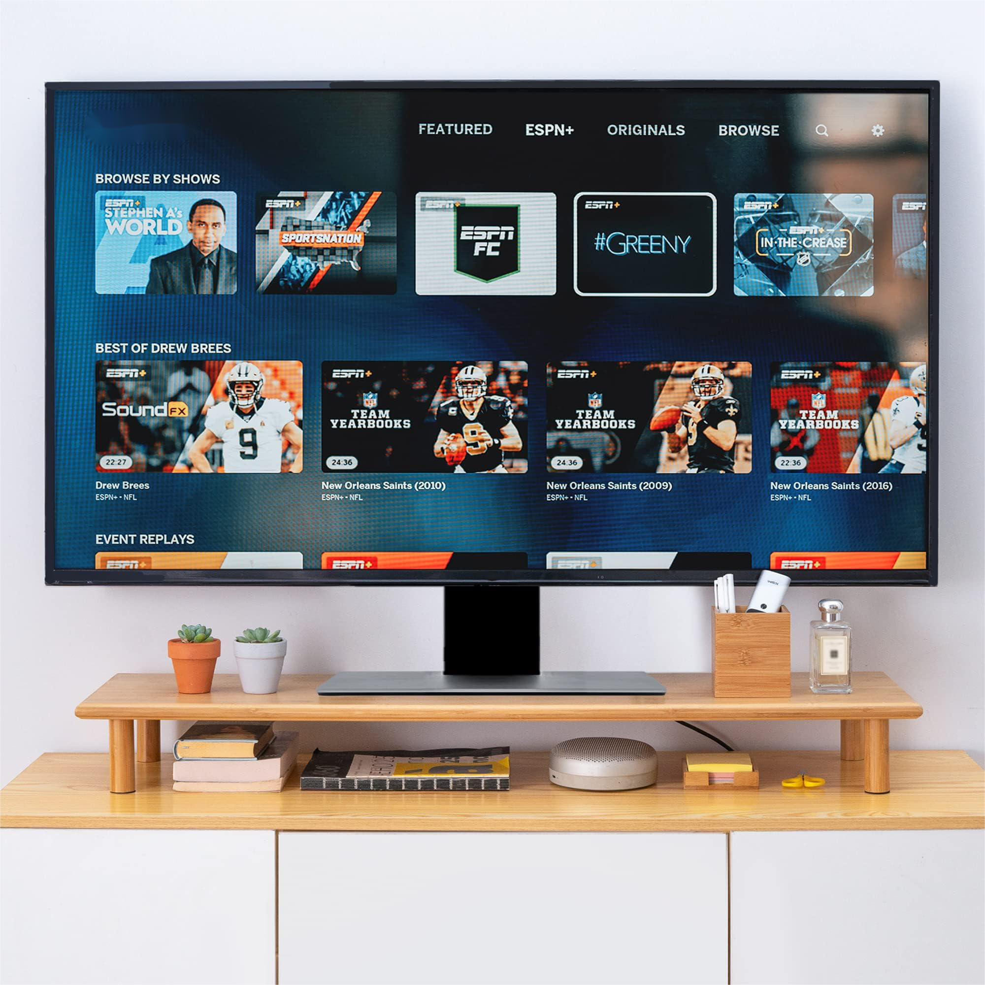 Inbox Zero Bamboo Dual Monitor Shelf, Monitor Stand Riser With ...