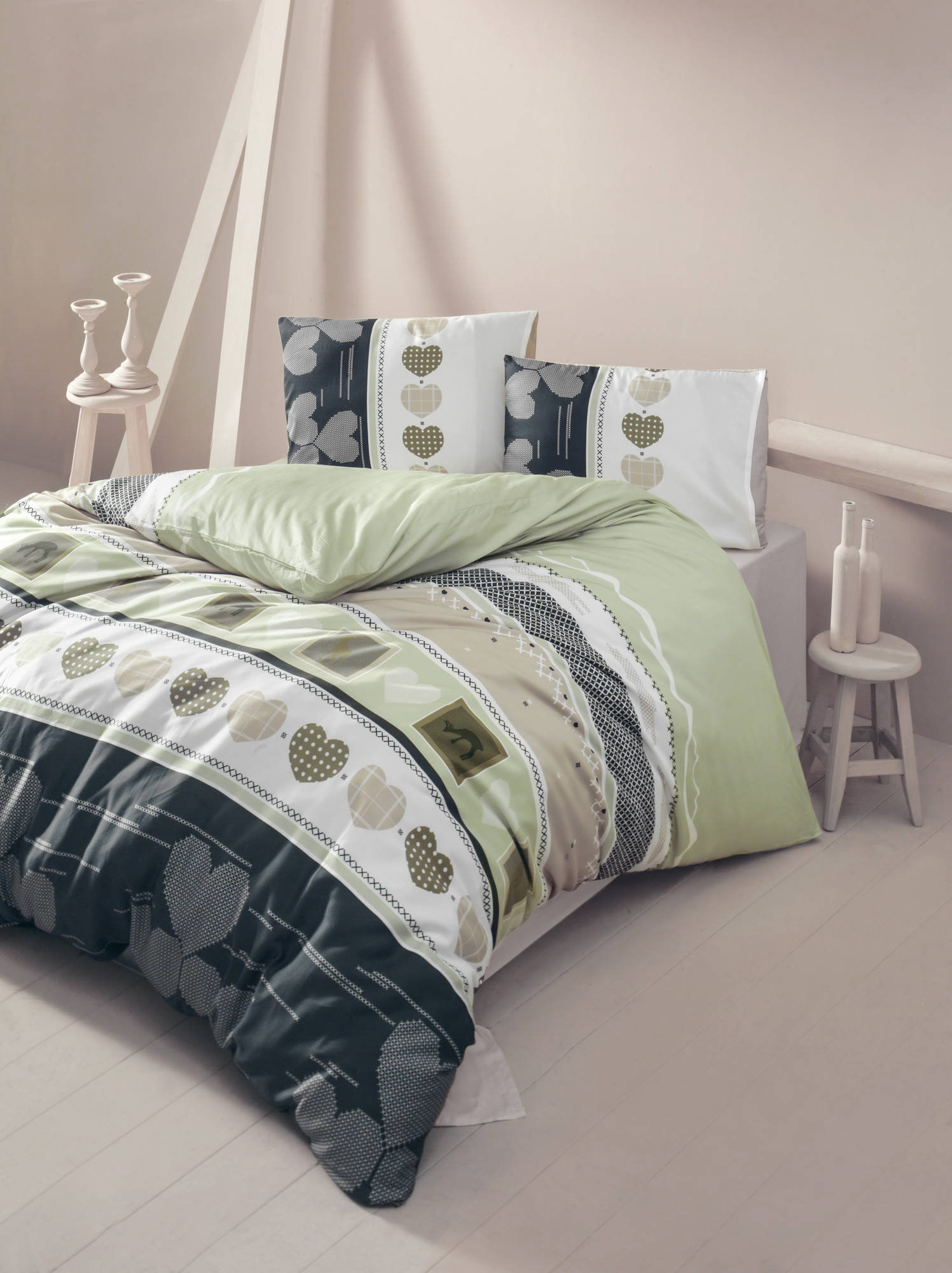 Asir Group INC Drubin Green/White/Gray 100% Cotton Modern ...