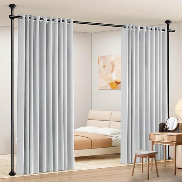 Ebern Designs Room Divider Curtain Rod - No Drilling Partition Room ...
