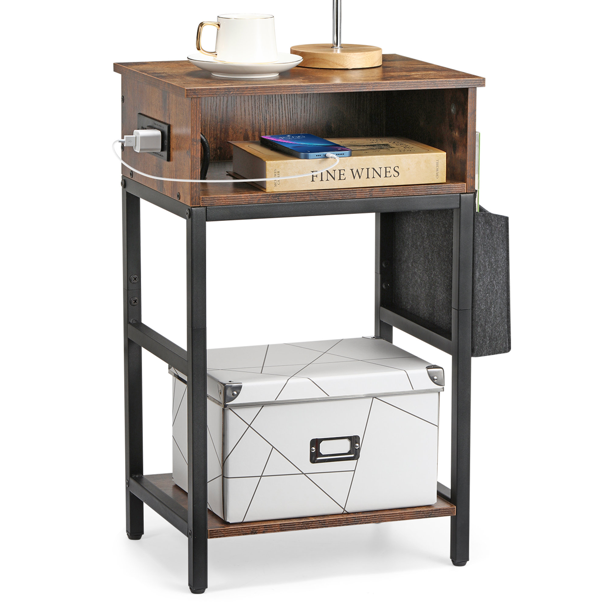 17 Stories End Table with Storage and Built-In Outlets | Wayfair