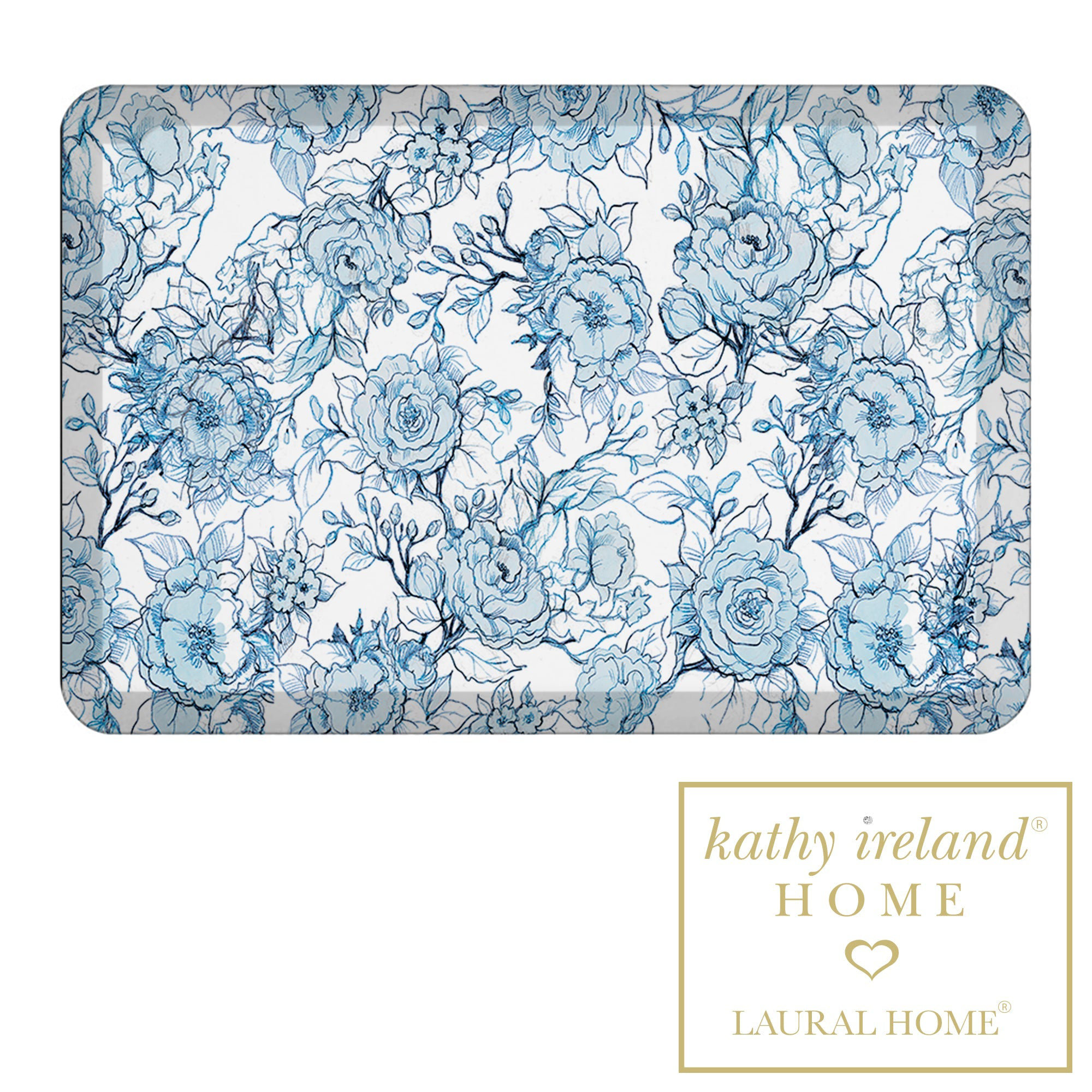 Laural Home Kathy Ireland® HOME Floral Toile Anti-Fatigue Kitchen Mat ...