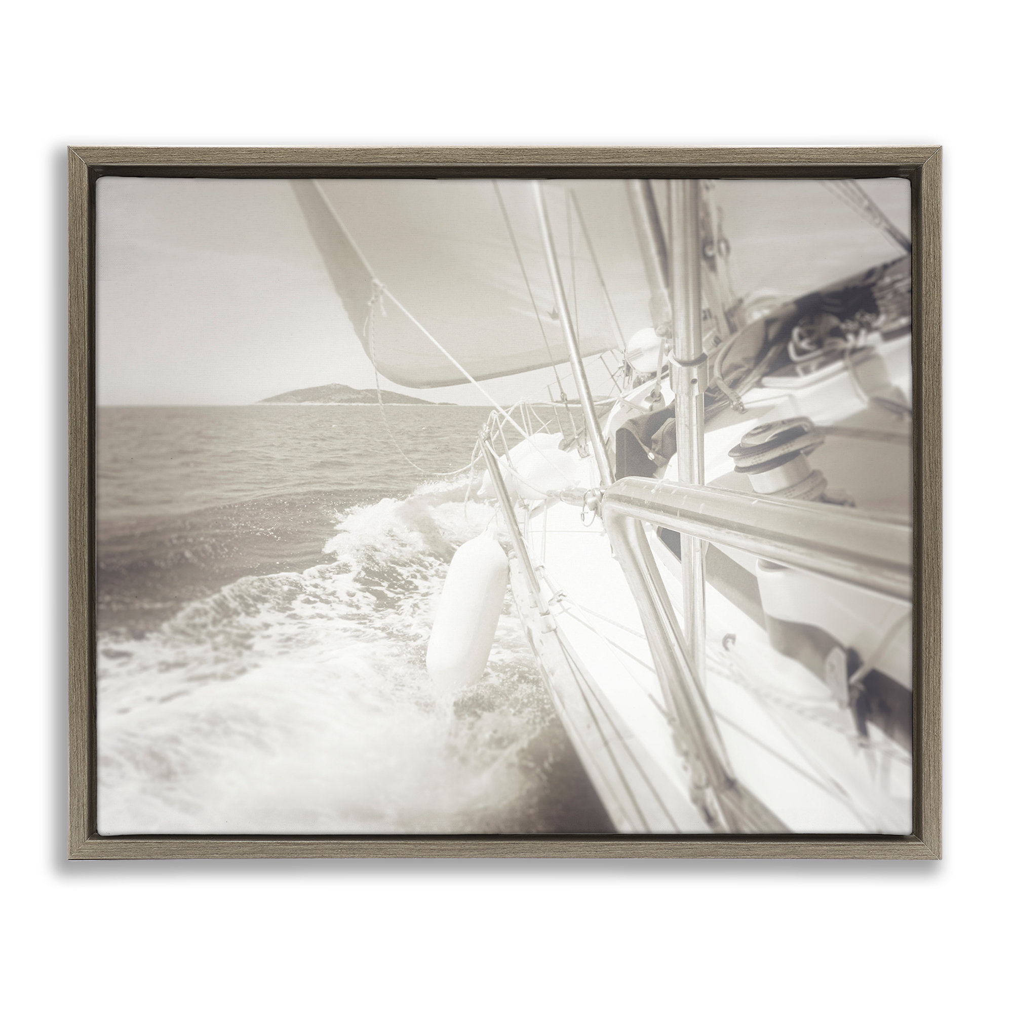 Breakwater Bay Splashing Boat Bow Brown Framed Floater Canvas Wall Art ...