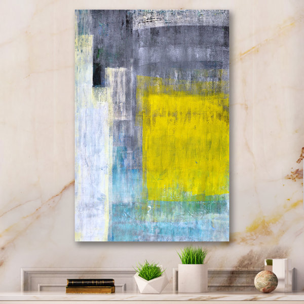 17 Stories Teal Grey Meets Yellow Abstract - Modern & Contemporary ...