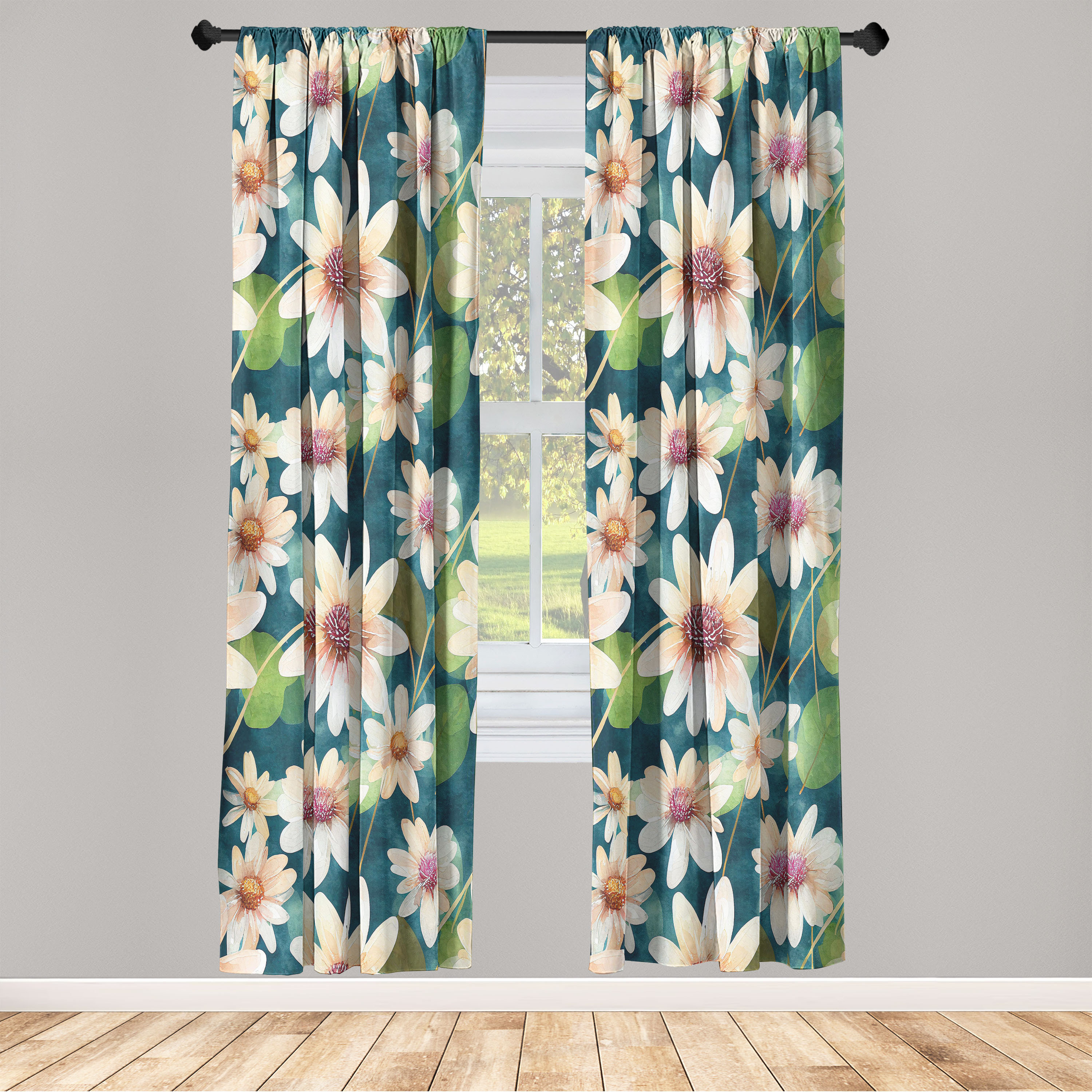 Ambesonne Nakiaya Polyester Semi-Sheer Curtain Pair | Wayfair