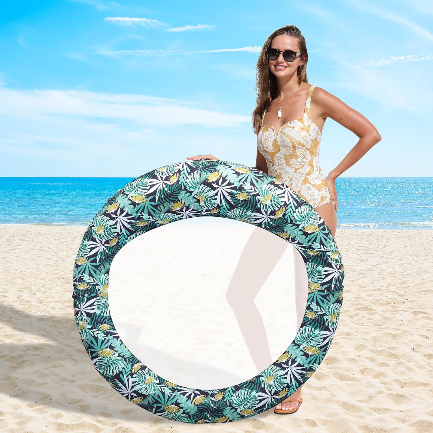 Utibia Inflatable Pool Floats for Adults, Fabric Covered Pool Chair ...