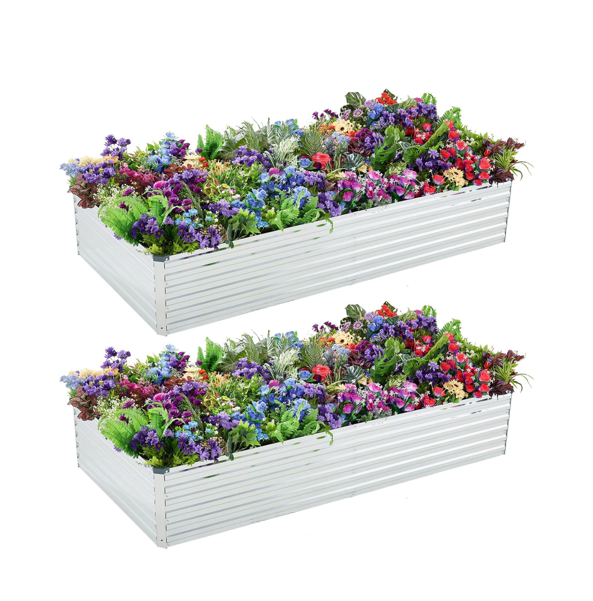 Arlmont & Co. 1ft(2 Pack) Galvanized Raised Garden Bed,Outdoor Planter ...