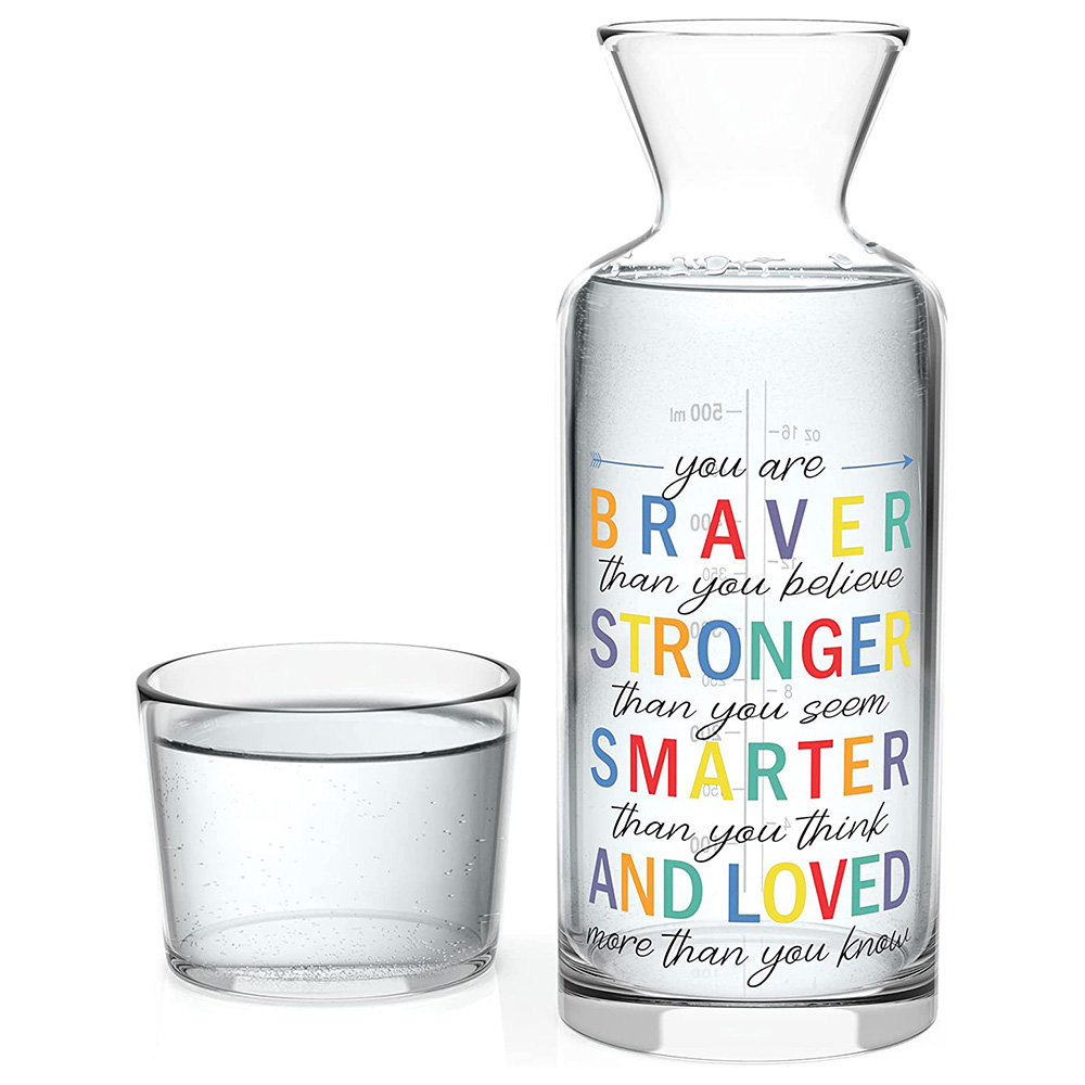 Trinx Bedside Water Carafe – 23.6oz Water Carafe With Glass For ...