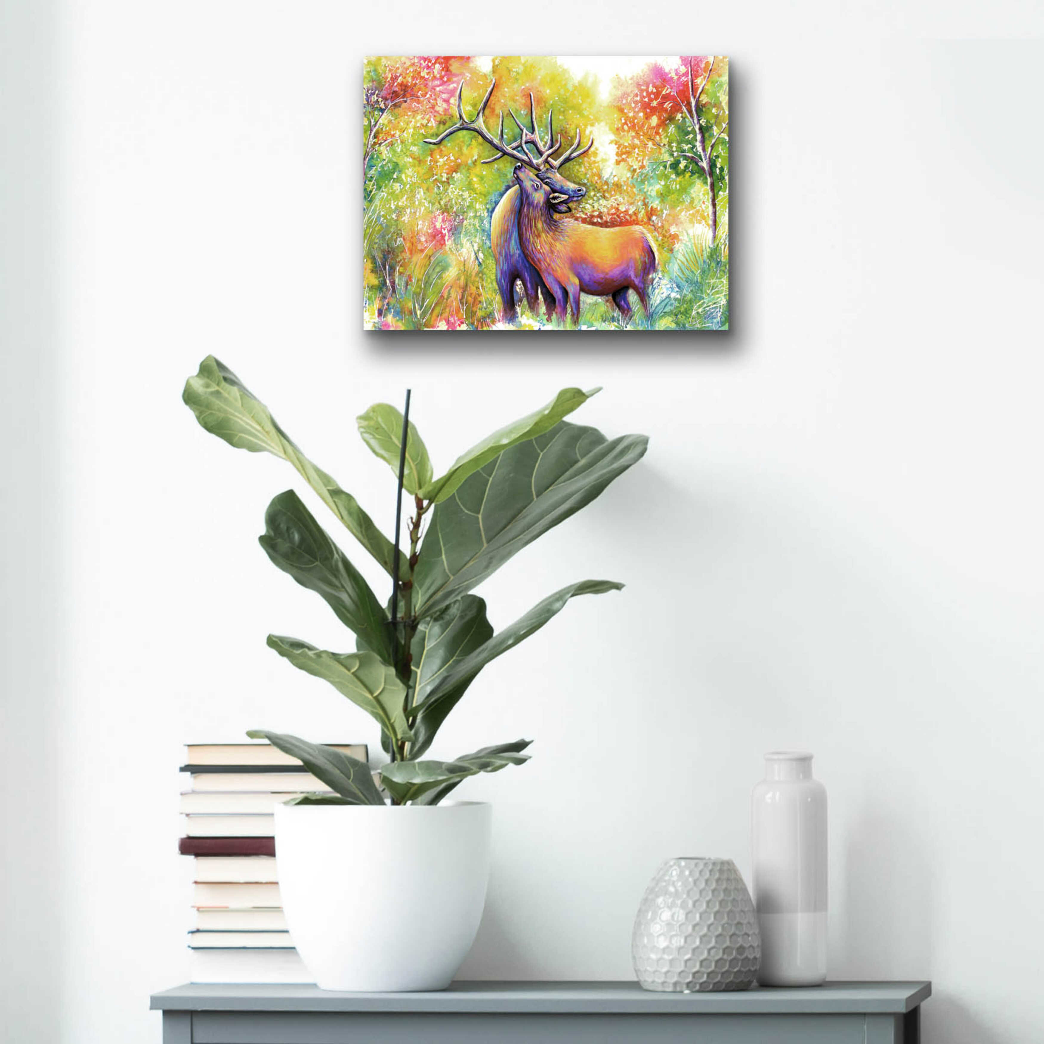 Millwood Pines Elk Love by Michelle Faber - Unframed Painting | Wayfair