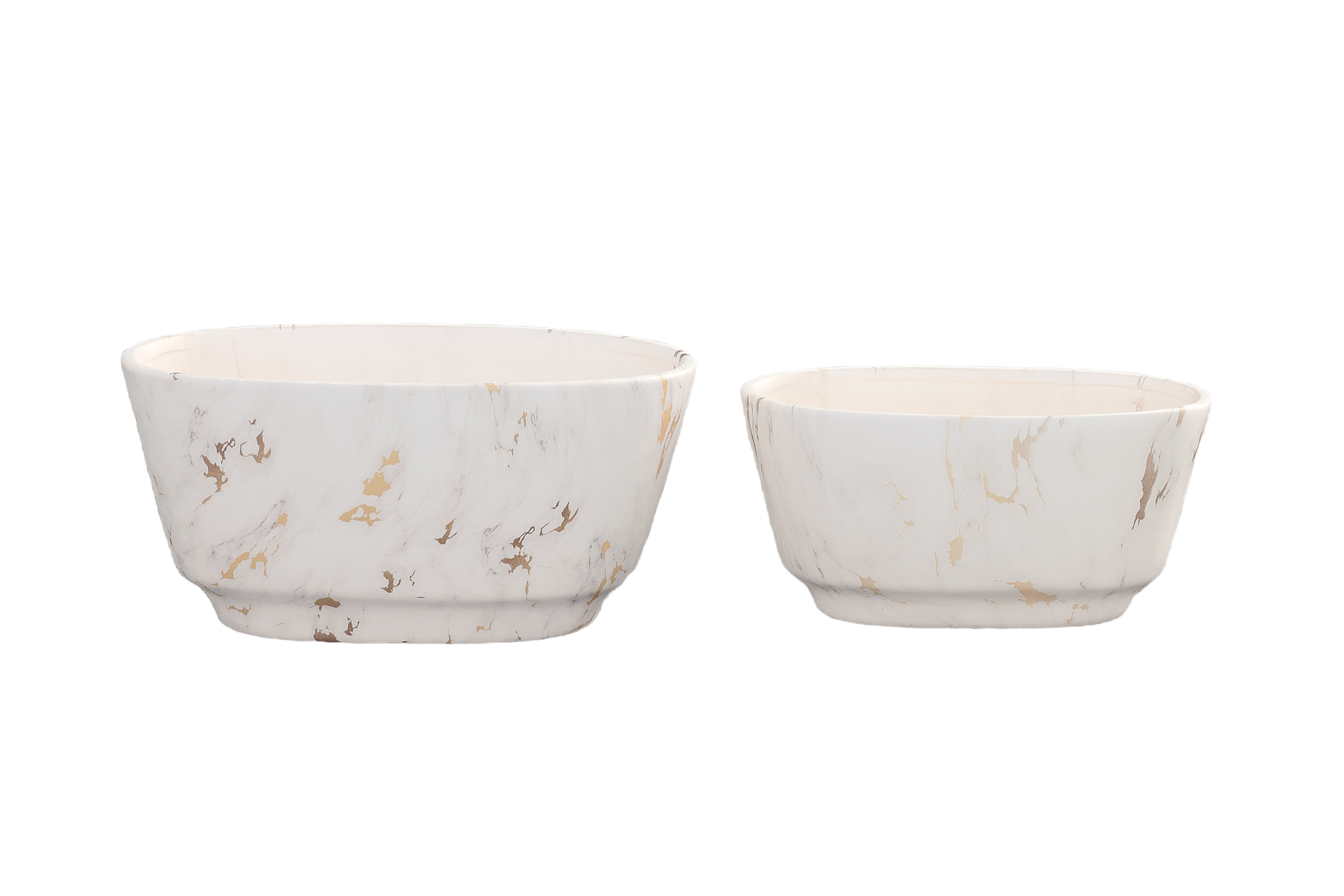 Ivy Bronx Ceramic Oval Pot Smooth Marble Coated Finish White | Wayfair