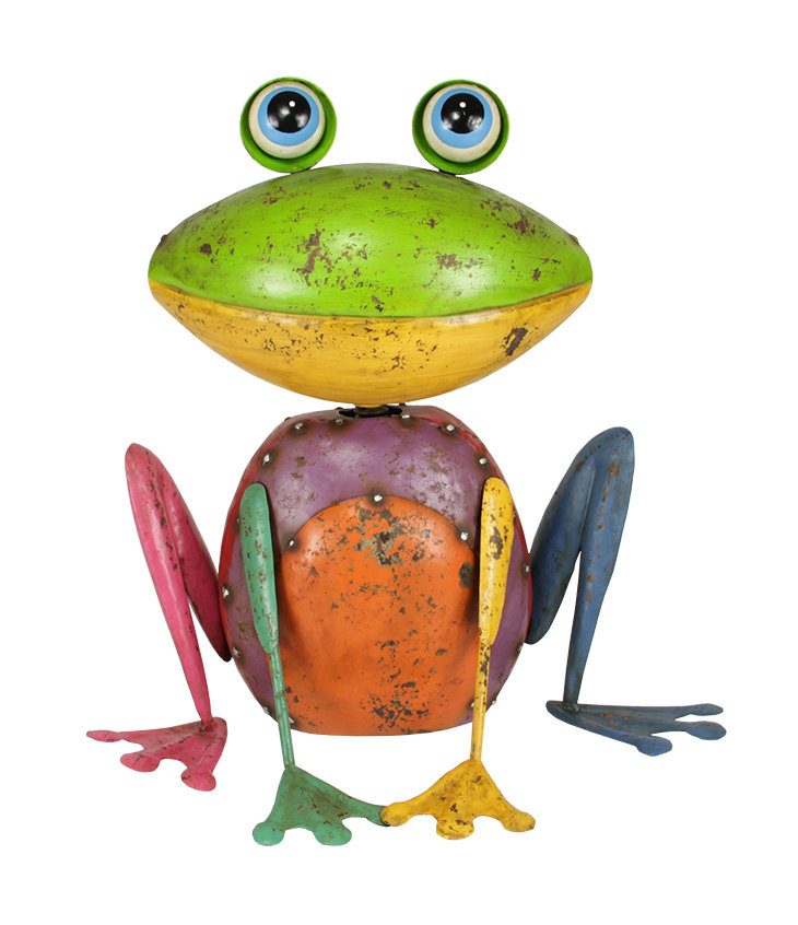 Northlight Seasonal 14" Vibrant Multi-Color Sitting Frog Outdoor Patio ...