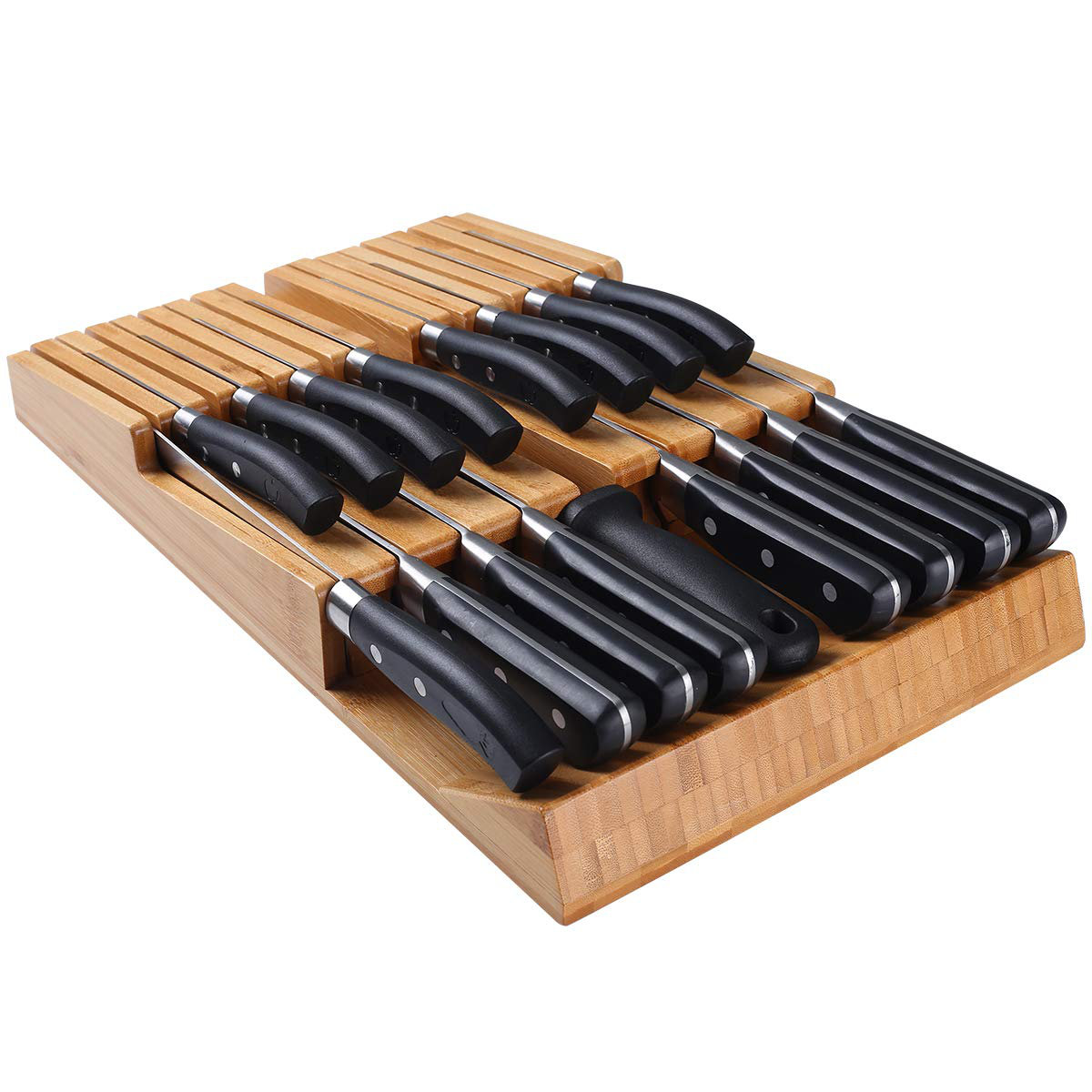 Bassetts Drawer Knife Organizer - Bamboo In-Drawer Knife Block For 16 ...