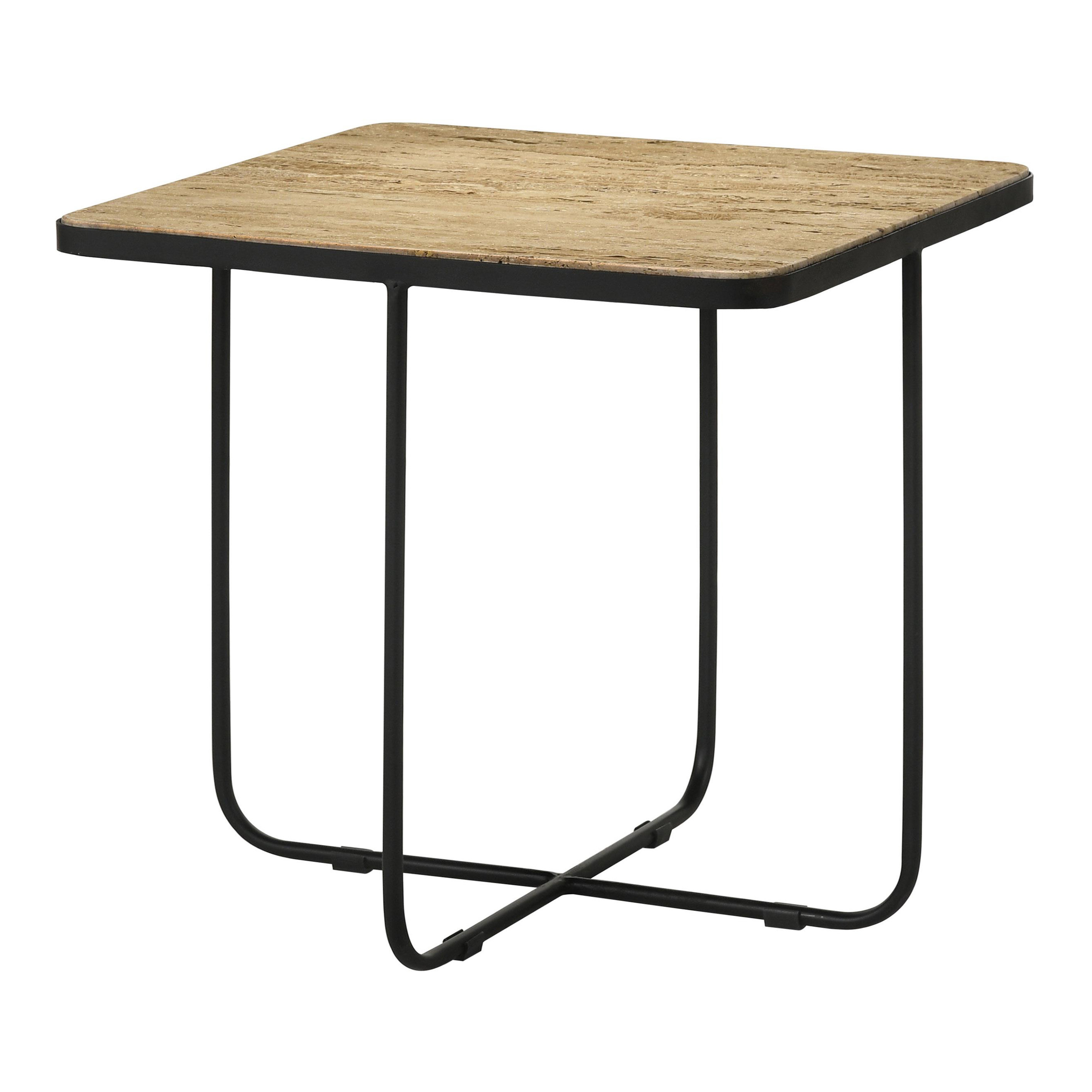 Hokku Designs Square Stone Top Accent Side Table Beige | Wayfair