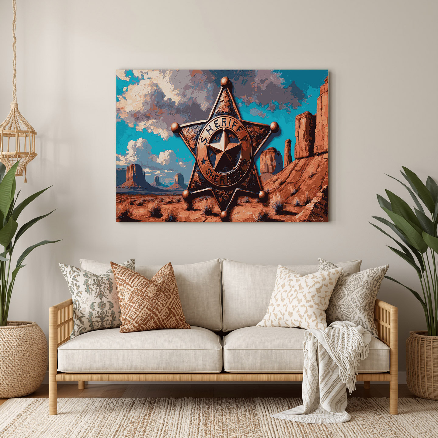 One Allium Way® Southwestern Cowboy Sheriff Badge 85 Brown Metal Wall ...