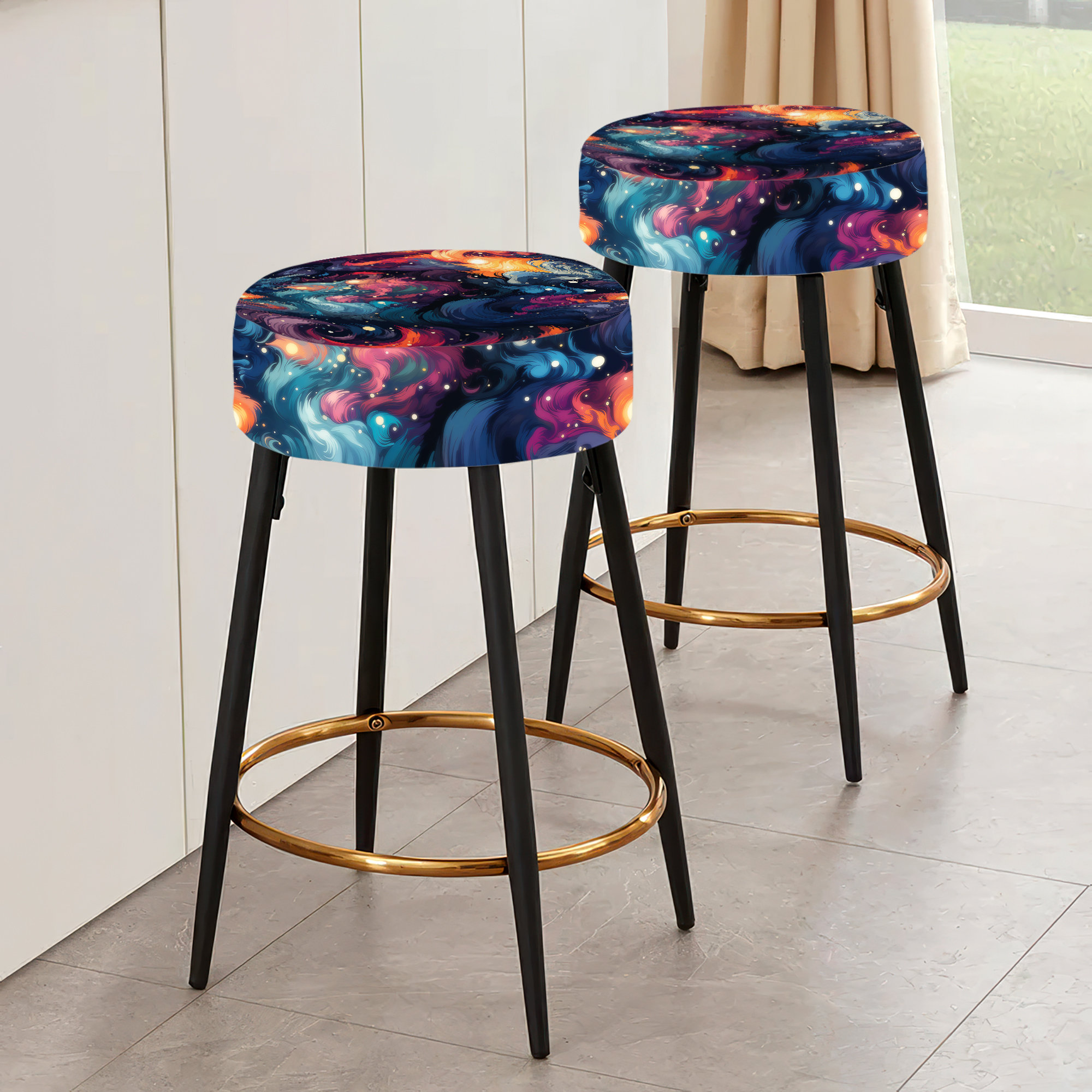 Design Art Celestial Concealment Swell - Abstract Bar Stools Set Of 2 ...