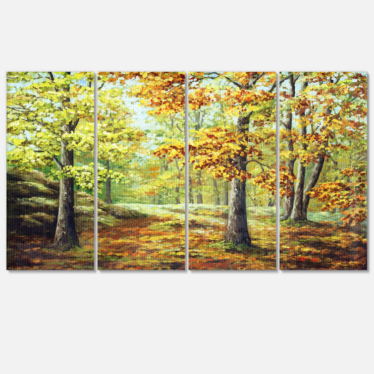 Bless international Autumn Wood - Multipanel Landscape Large Metal Wall ...