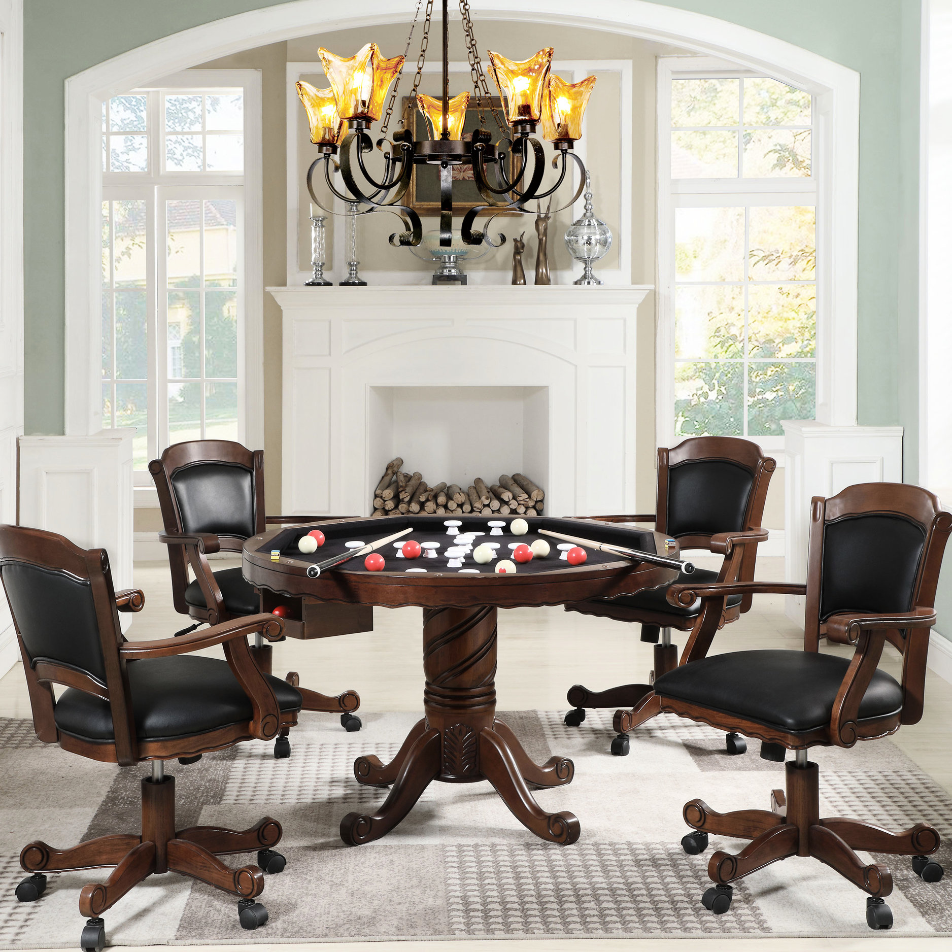 Canora Grey 5 Black And Tobacco Game , Convertible Threeone Table With ...