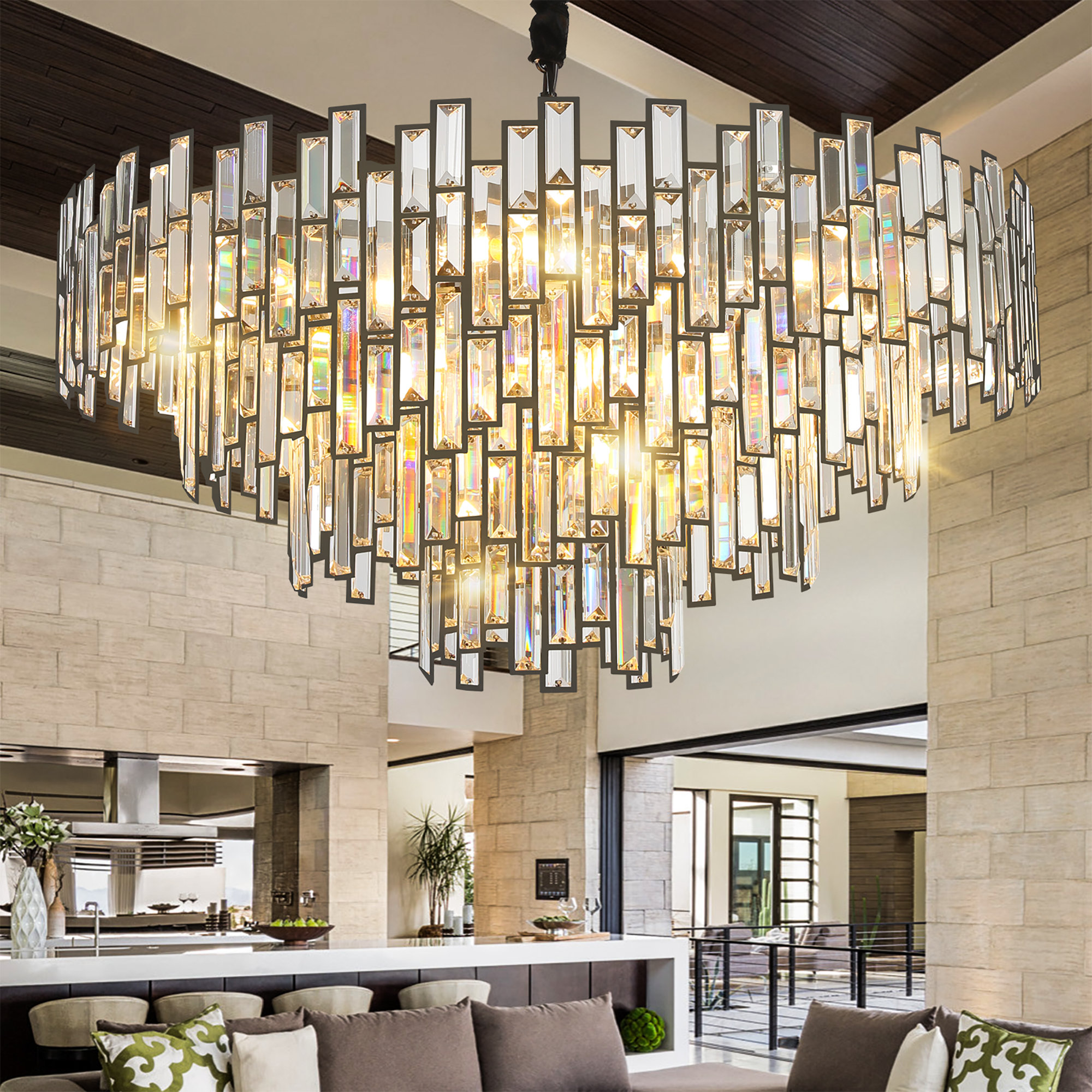 Everly Quinn Maecee Crystal Chandelier Light Fixture, 4 Tiers Luxury ...