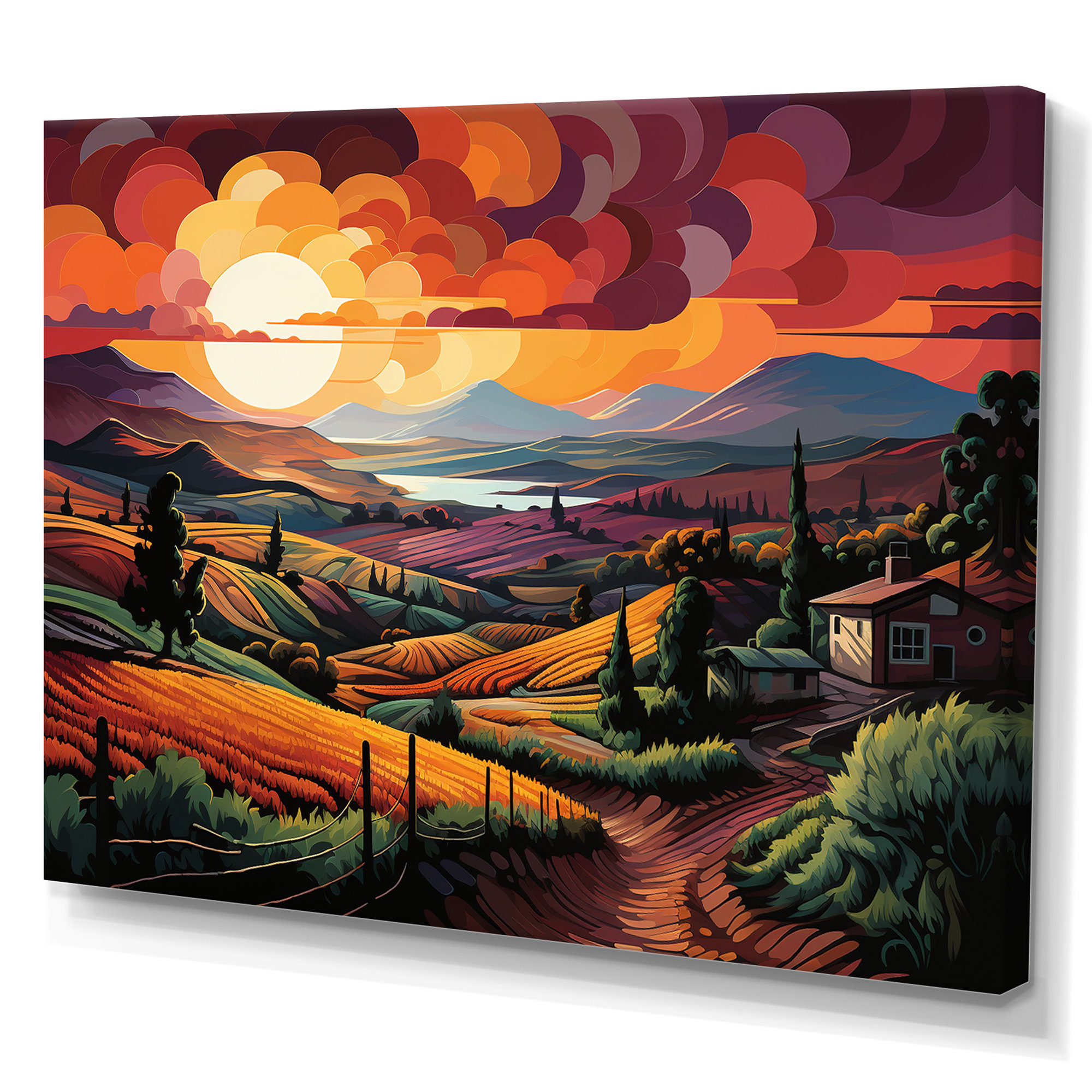 Loon Peak Vineyard Sunset Rows Of Ruby Landscape III On Canvas Print ...