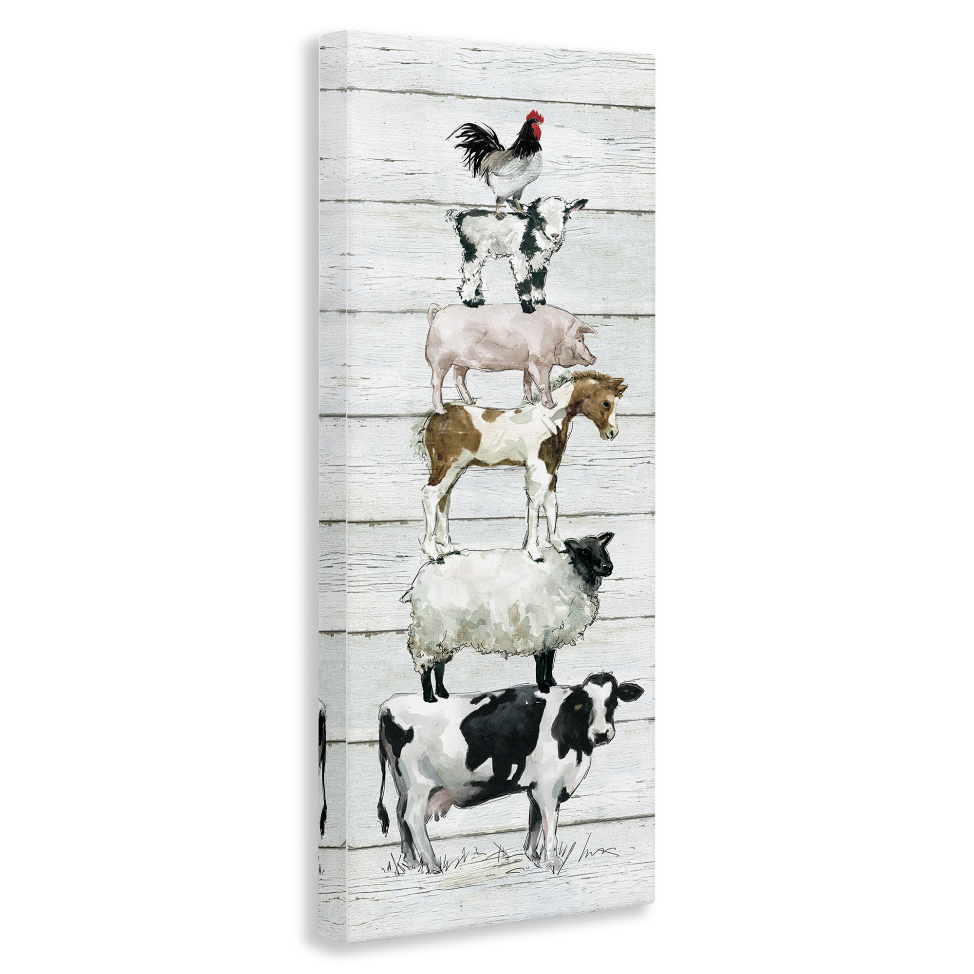Stupell Industries Country Farm Animal Stack Cow Sheep Pig Rooster by ...