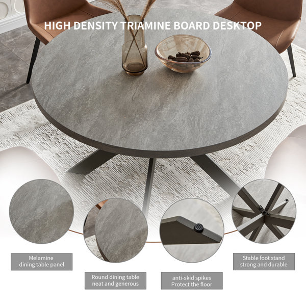 George Oliver Garrell 46‘’ Round Dining Table, Mid-Century Round ...