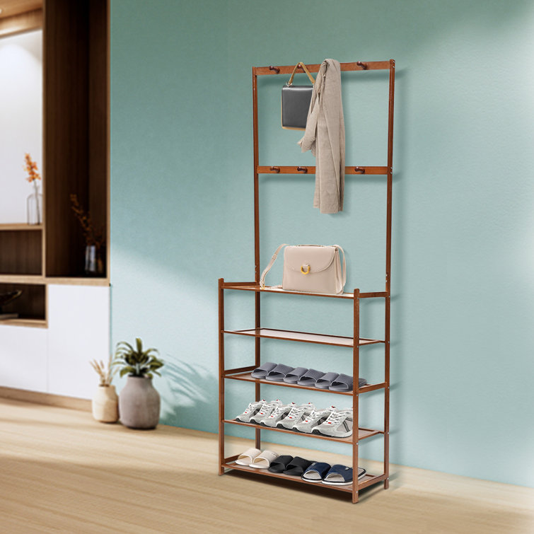 Red Barrel Studio® 69" 5-Tier Bamboo Hat and Coat Stand Entryway ...