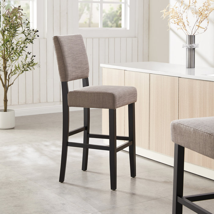 Gracie Oaks Jennifer Home Upholstered Back Stool with Wood Base for ...
