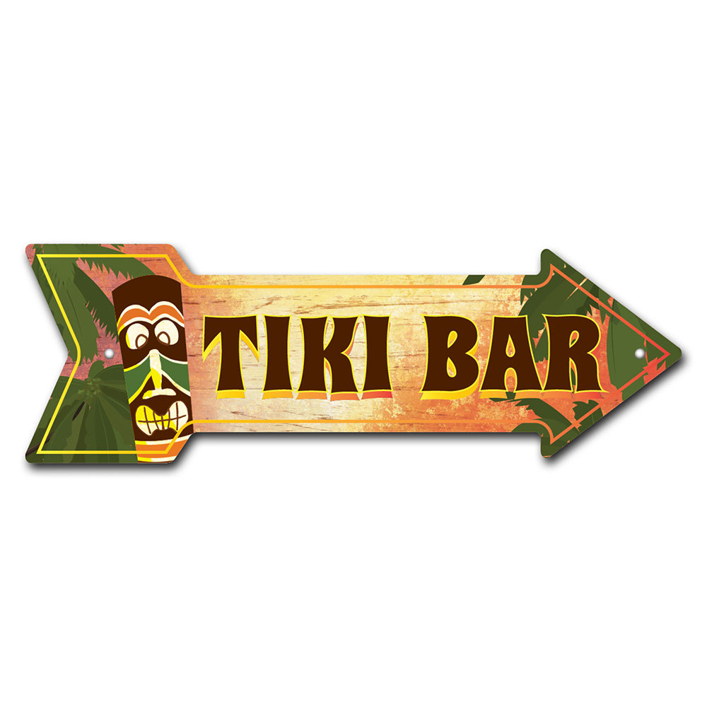 SignMission Tiki Bar Arrow Sign Direction Arrow Sign Funny Home Decor ...