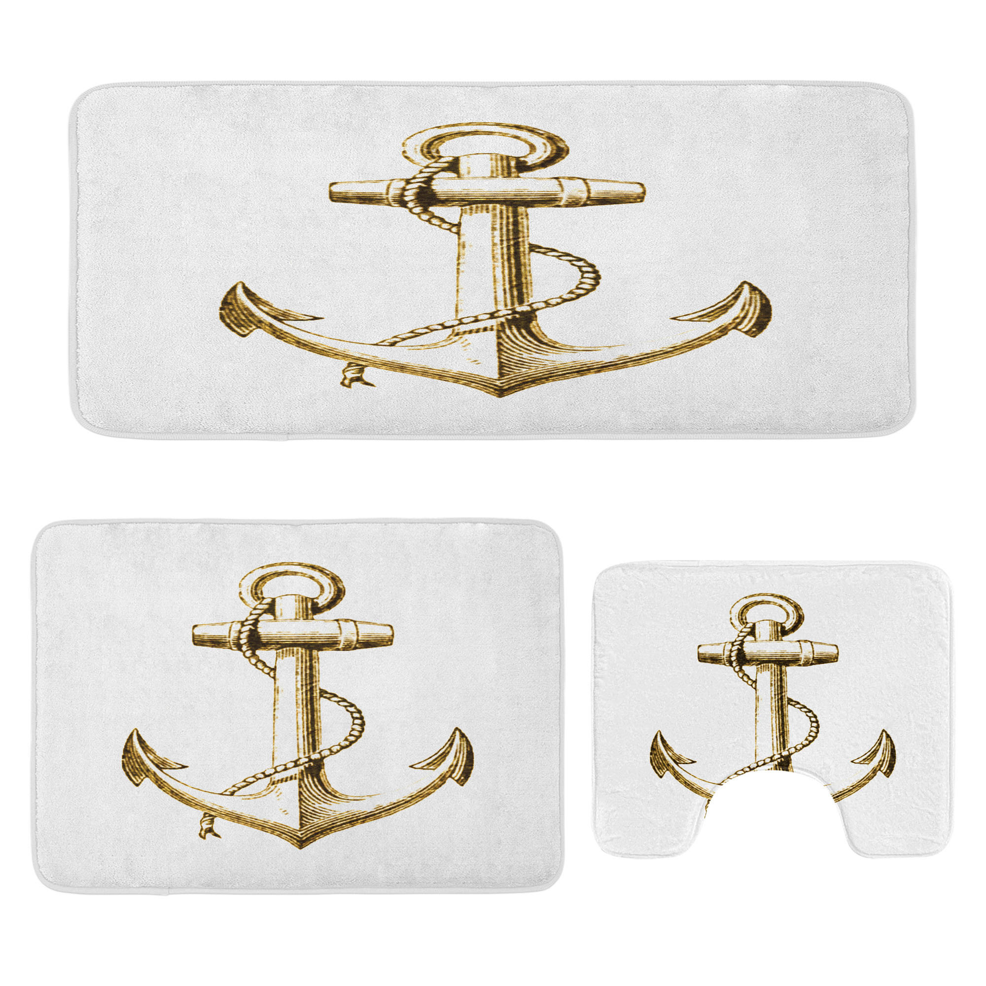 East Urban Home Anchor Bathroom Rug Set 3 Pieces U-Shape & Rectangle ...