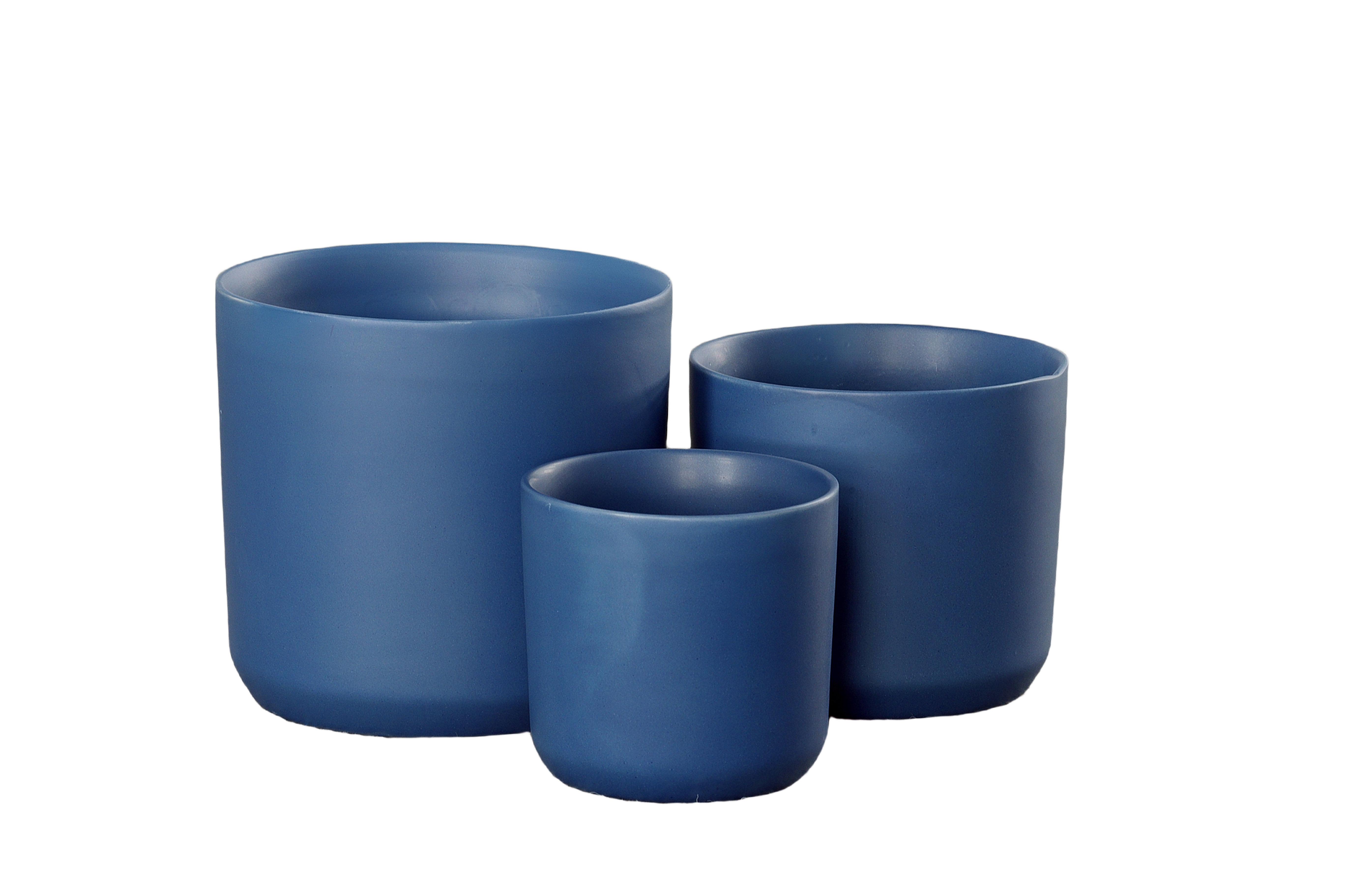 George Oliver Ceramic Round Pot Matte Finish Blue | Wayfair