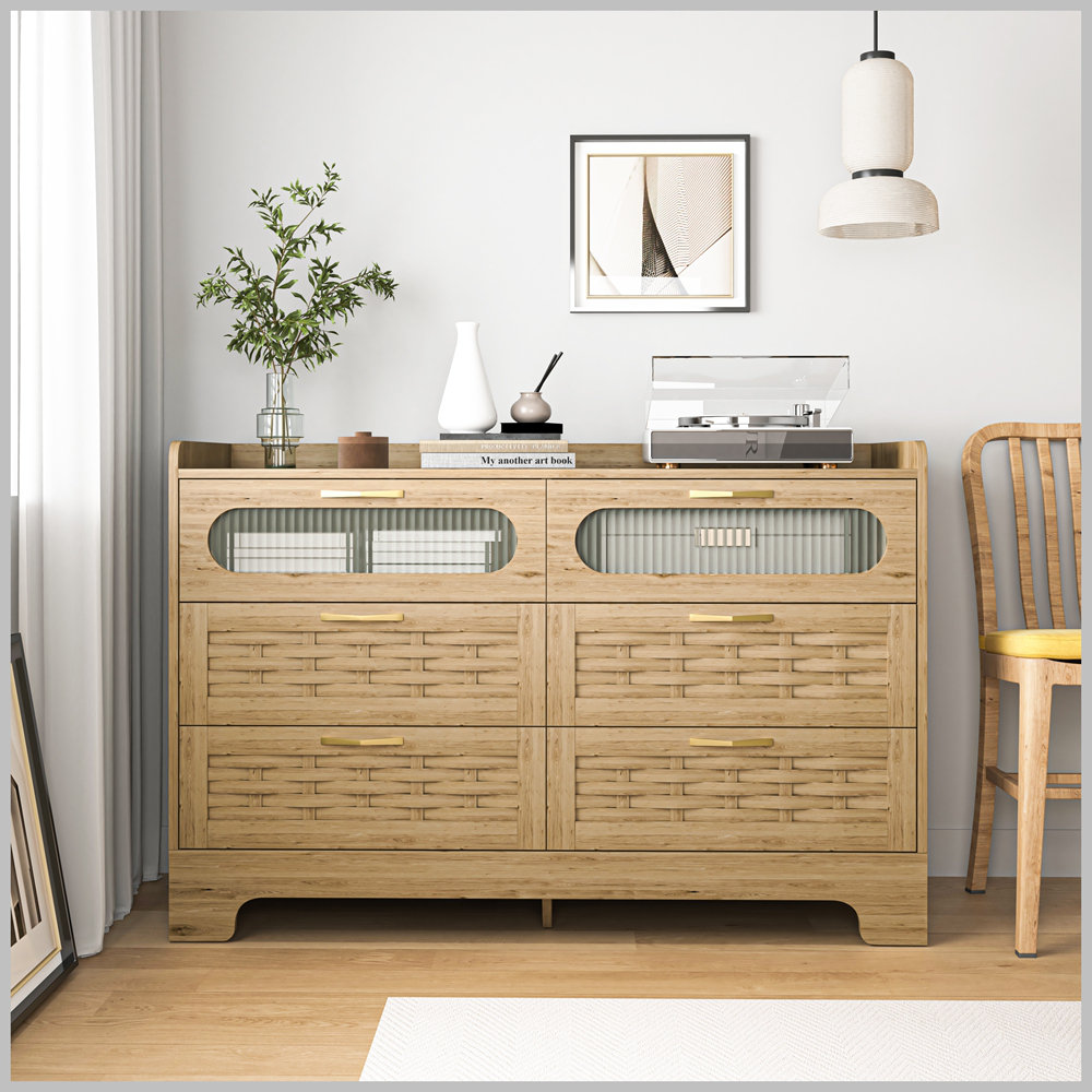 Bay Isle Home™ Modern Chest Large Double Dresser with Wide Drawers ...