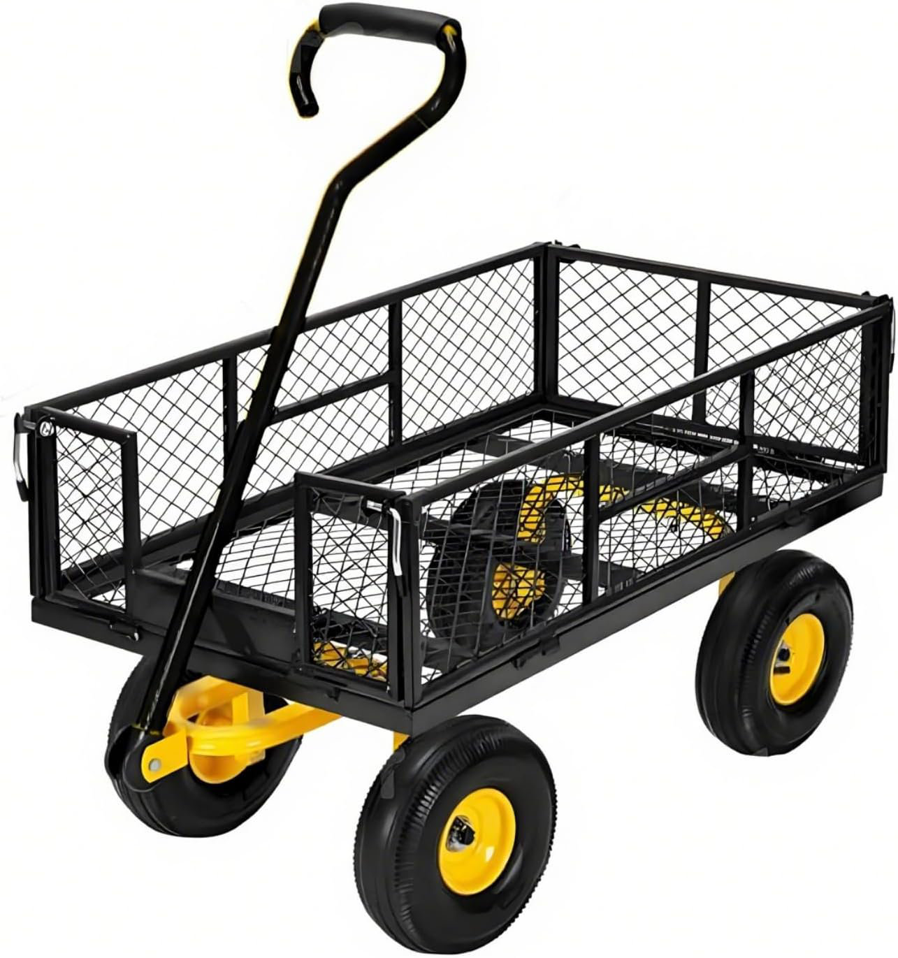 GarveeHome Heavy Duty Steel Garden Cart, 3 In 1 Pullable Garden Wagon ...
