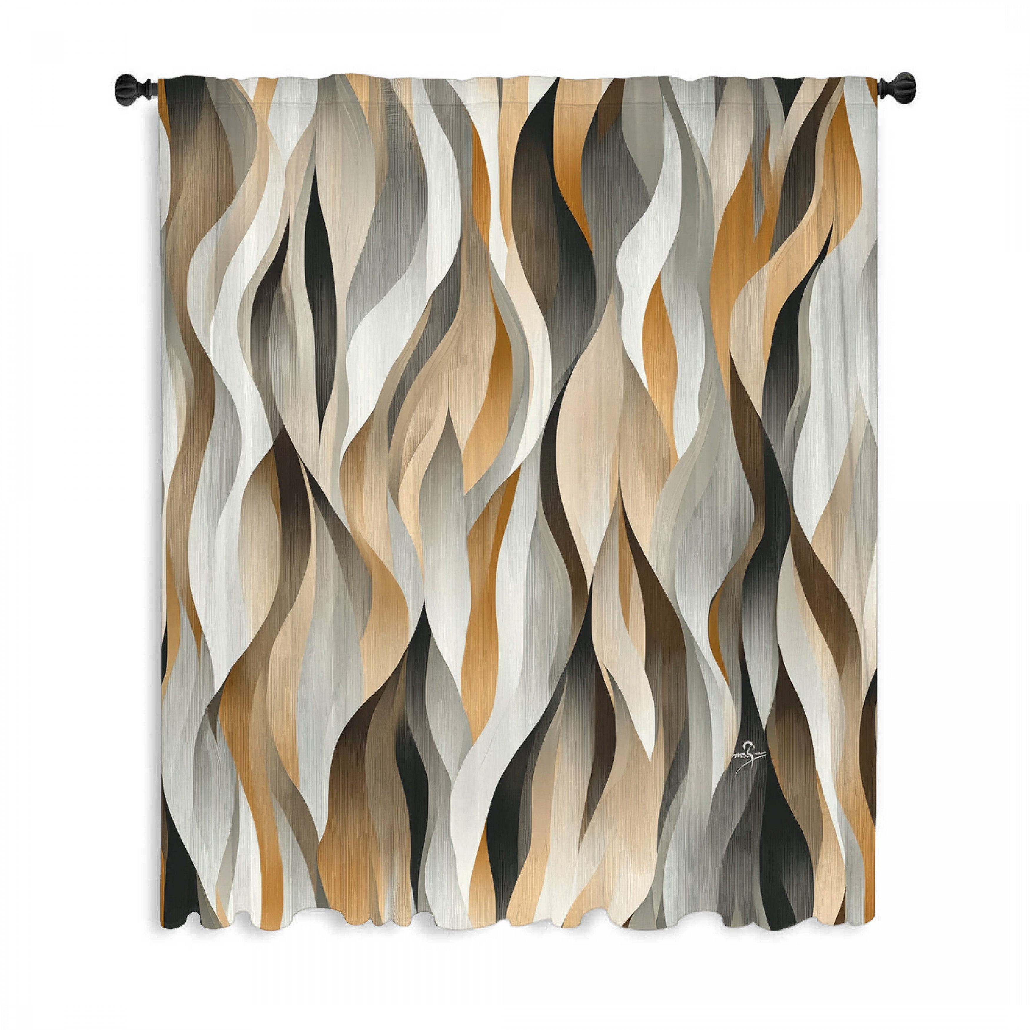 Orren Ellis Waves Window Curtains, Abstract Blockout & Sheer Curtains ...