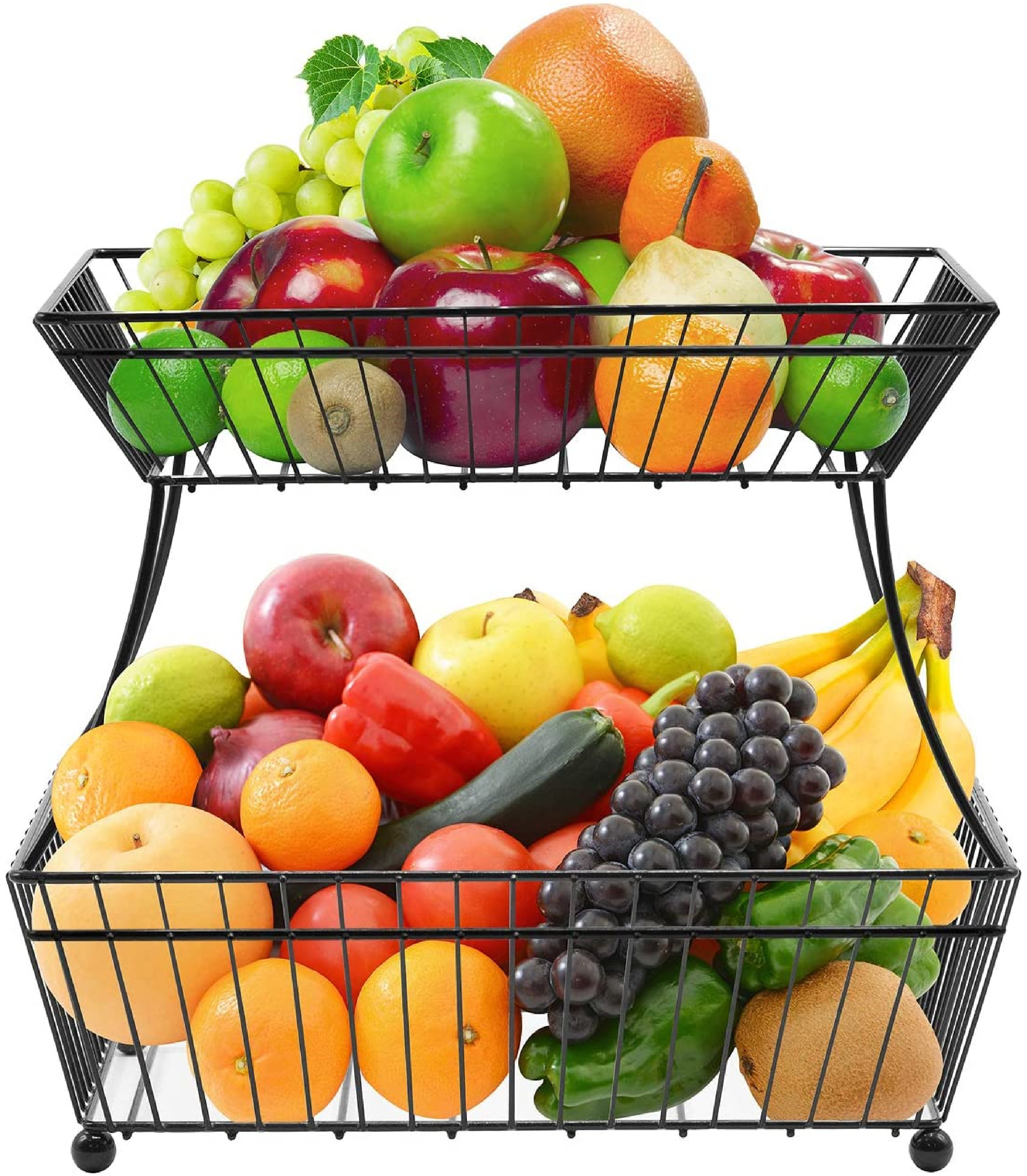 Sorbus 2-Tier Freestanding Flat-Back Metal Wire Basket & Reviews | Wayfair