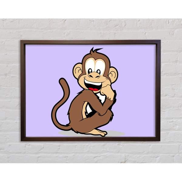 Bright Star Sitting Monkey Smiling Lilac - Single Picture Frame Print ...