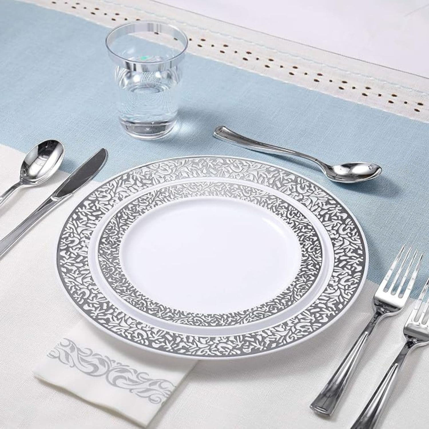 BOPWAY 175 Piece Silver Dinnerware Set for 25 Guests | Wayfair
