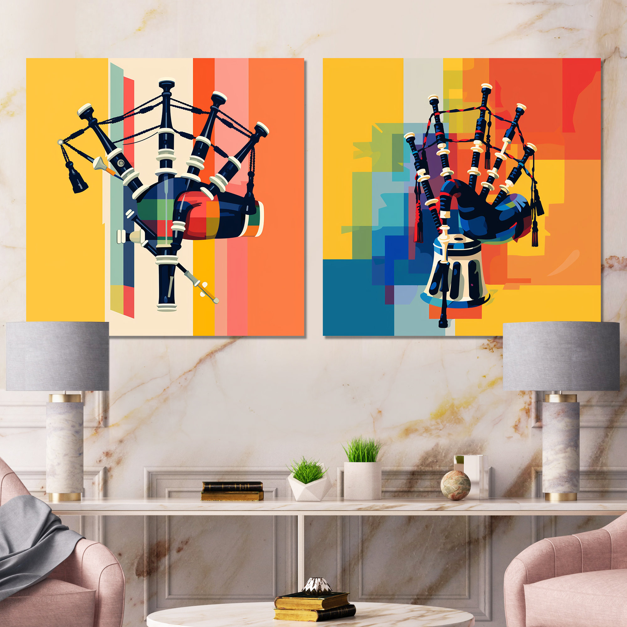 George Oliver Bagpipes Melody I - Music Wall Art Prints Set Of 2 | Wayfair