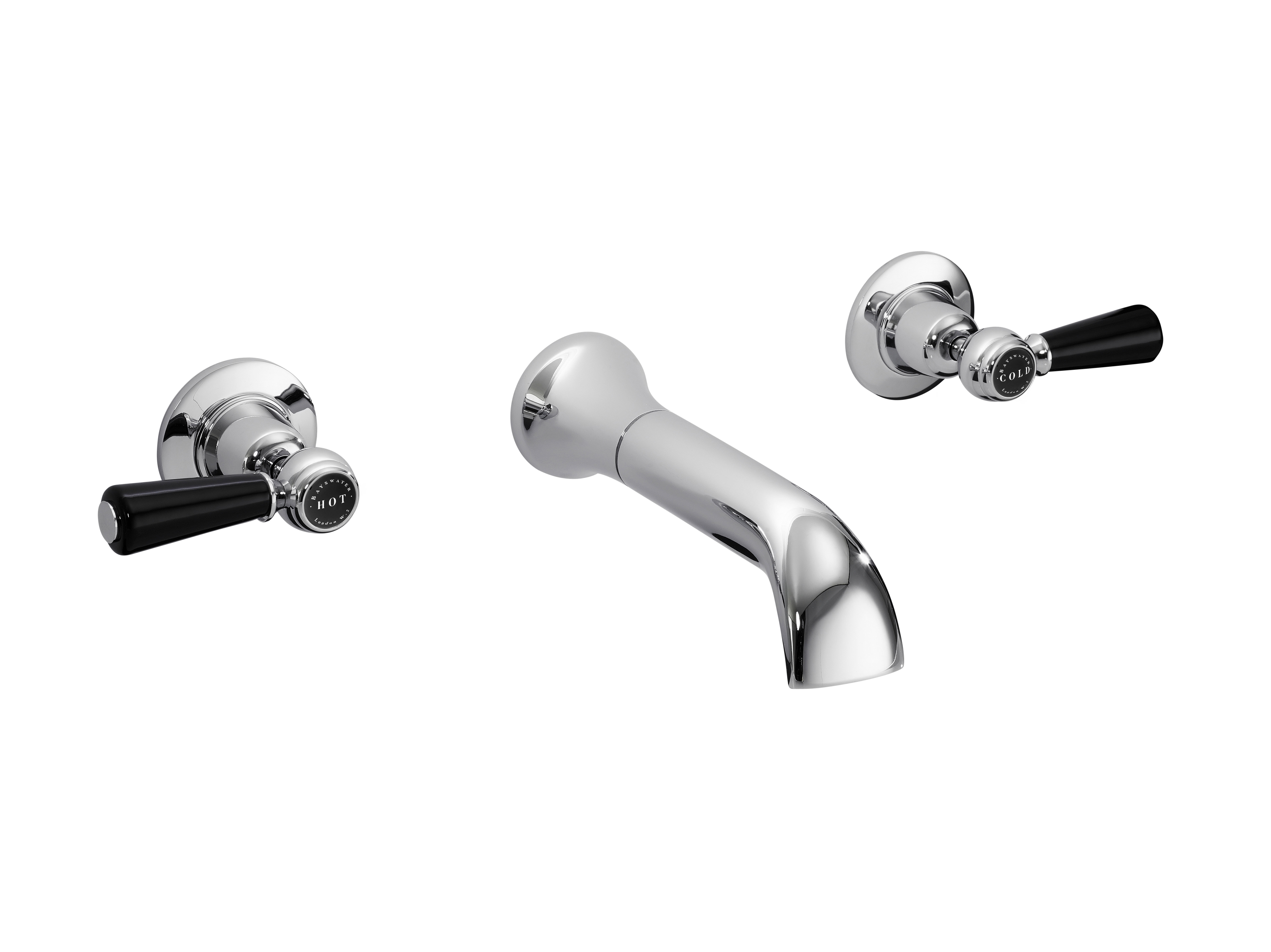 Bayswater Bathrooms Solid Brass 3 Hole Wall Mounted Pillar Taps ...