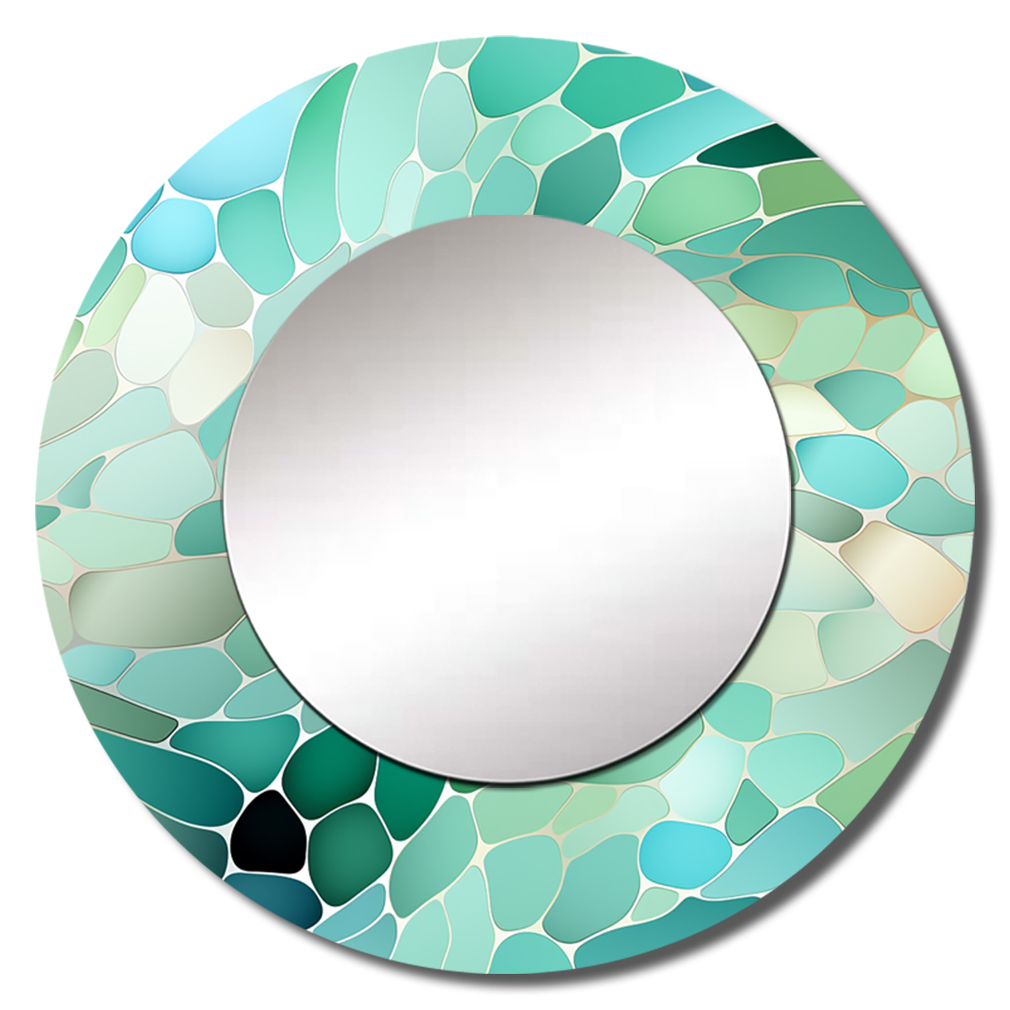 Design Art Seaglass Mosaic Emerald Coastal Pattern - Abstract Mirror ...