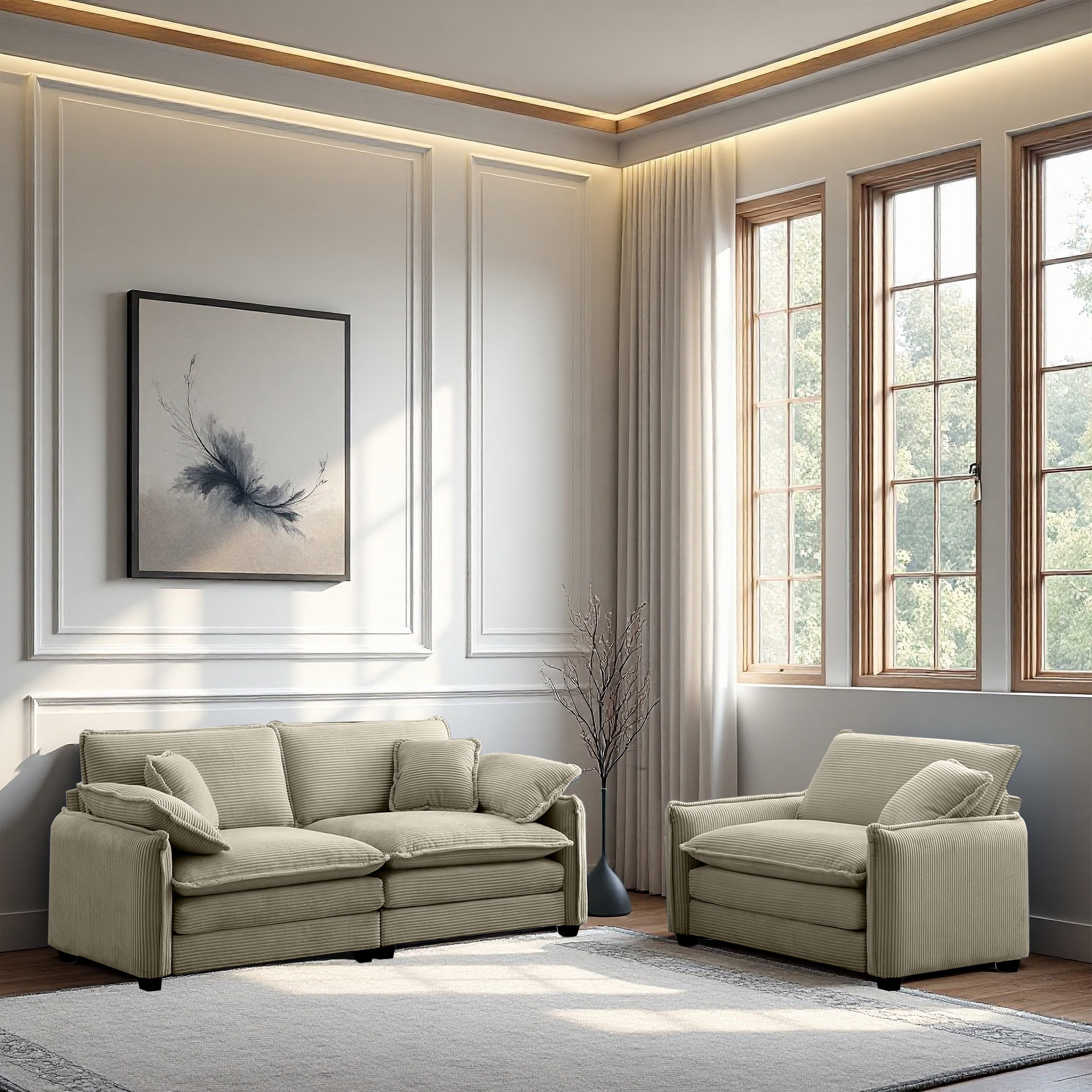 Latitude Run® Kaoruko Modern Living Room Sofa Two Pieces Set, Suitable ...