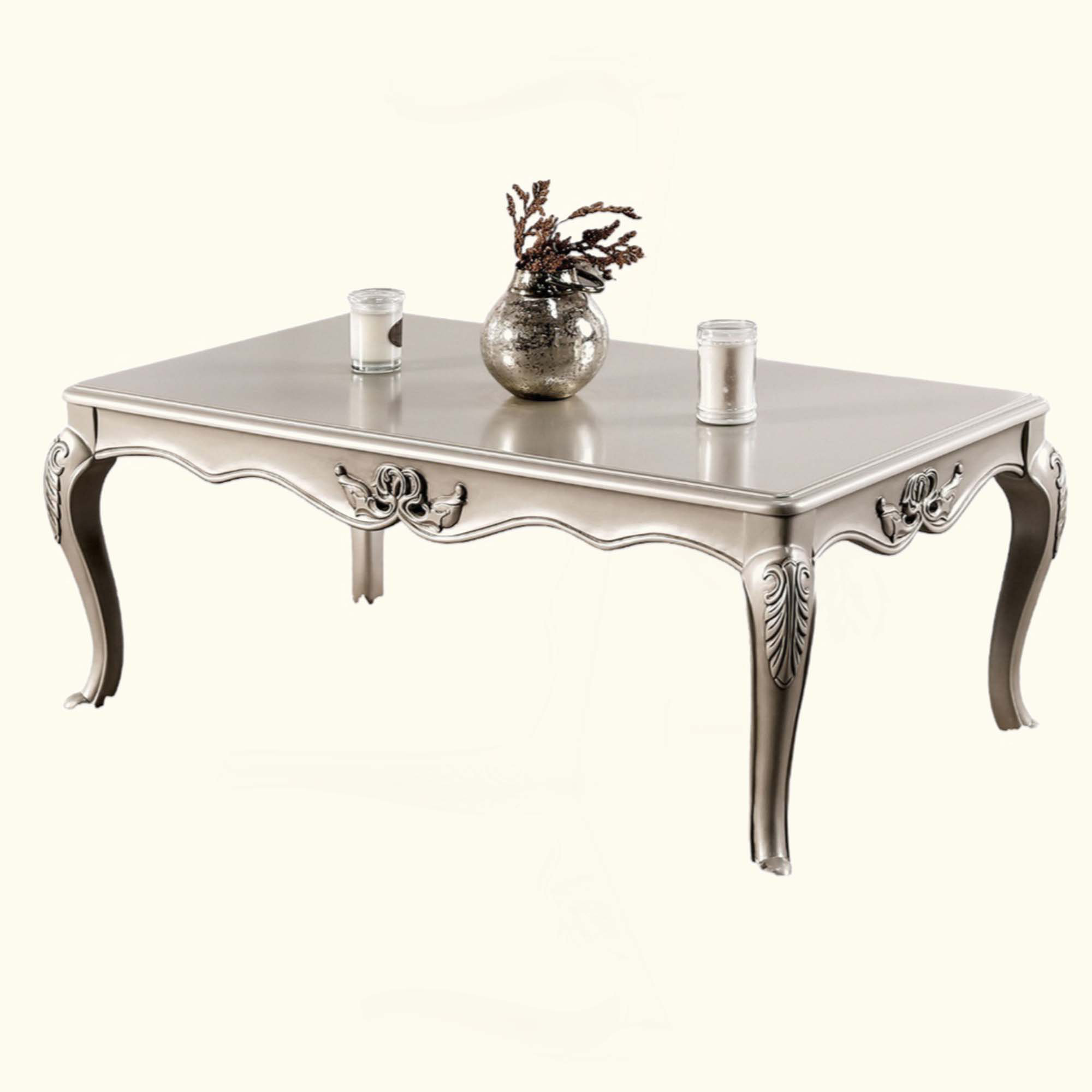 World Menagerie Traditional Style Rectangle Coffee Table Curved Shaped ...