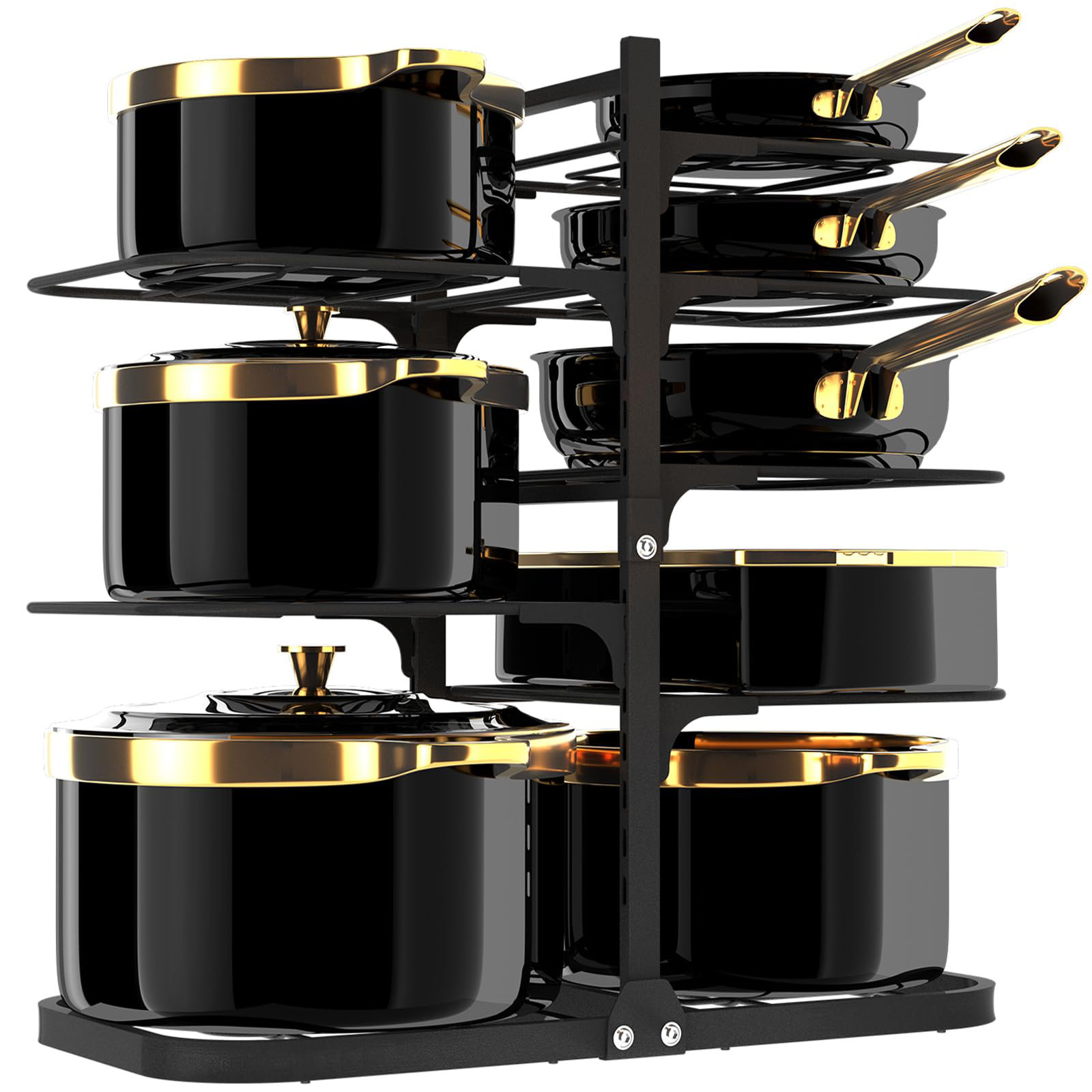 Prep & Savour 8-Tier Adjustable Pot And Pan Organizer, Space Saving Pan ...