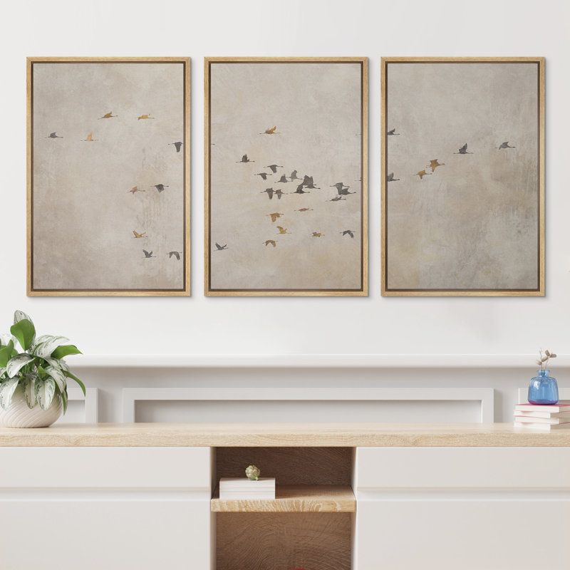 wall26 Flock Of Swans Flying In The Sky Framed Canvas Master Bedroom ...