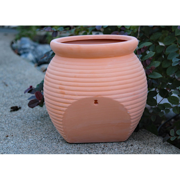 Winston Porter Large Natural Terracotta Ribbed Fallen Pot Or Hanging ...