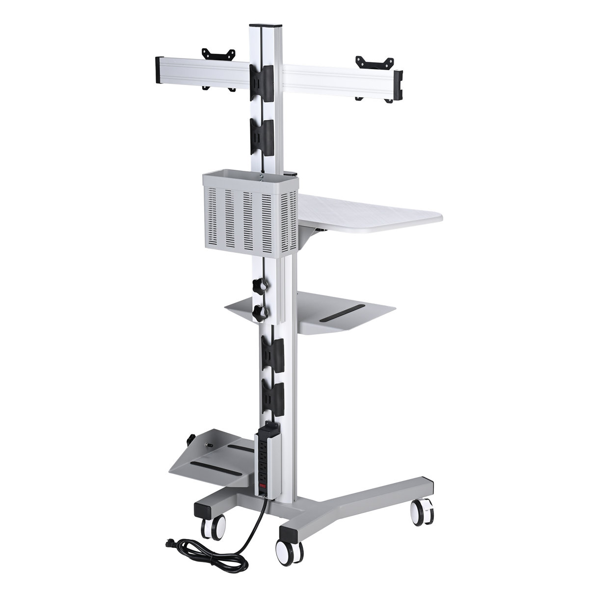 Yescom Height Adjustable Rolling PC Cart Desktop Laptop Dual Monitors ...