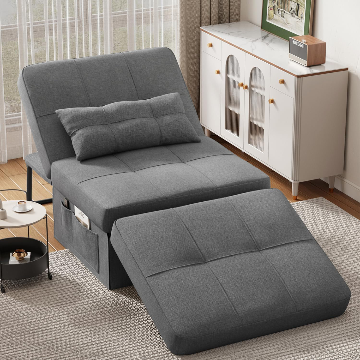 Hokku Designs 4 in 1 Convertible Chair Bed Sofa Bed, with Adjustable ...