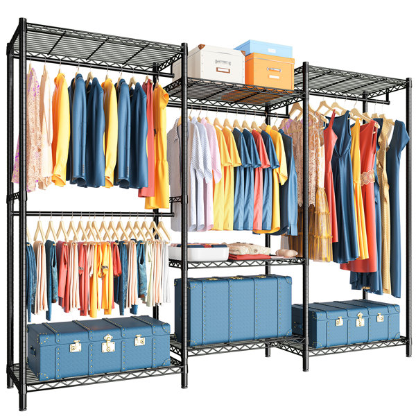 Rebrilliant Manogna 77" Clothing Rack Portable Clothes Hanging Rack ...