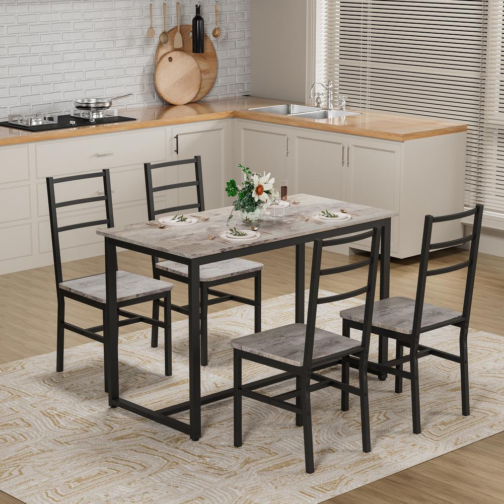 Ebern Designs 5 pieces Farmhouse Dinette Set with 4 chairs - Wayfair Canada