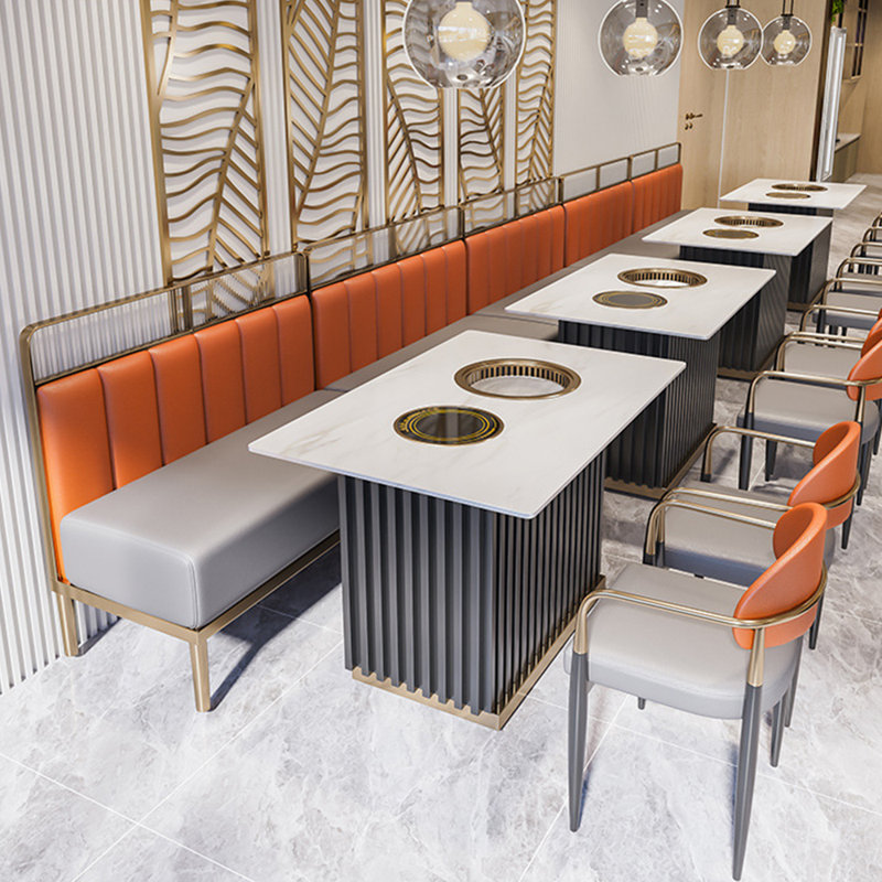 Canadian Linen Light Luxury Restaurant Booth Benches Faux Leather ...